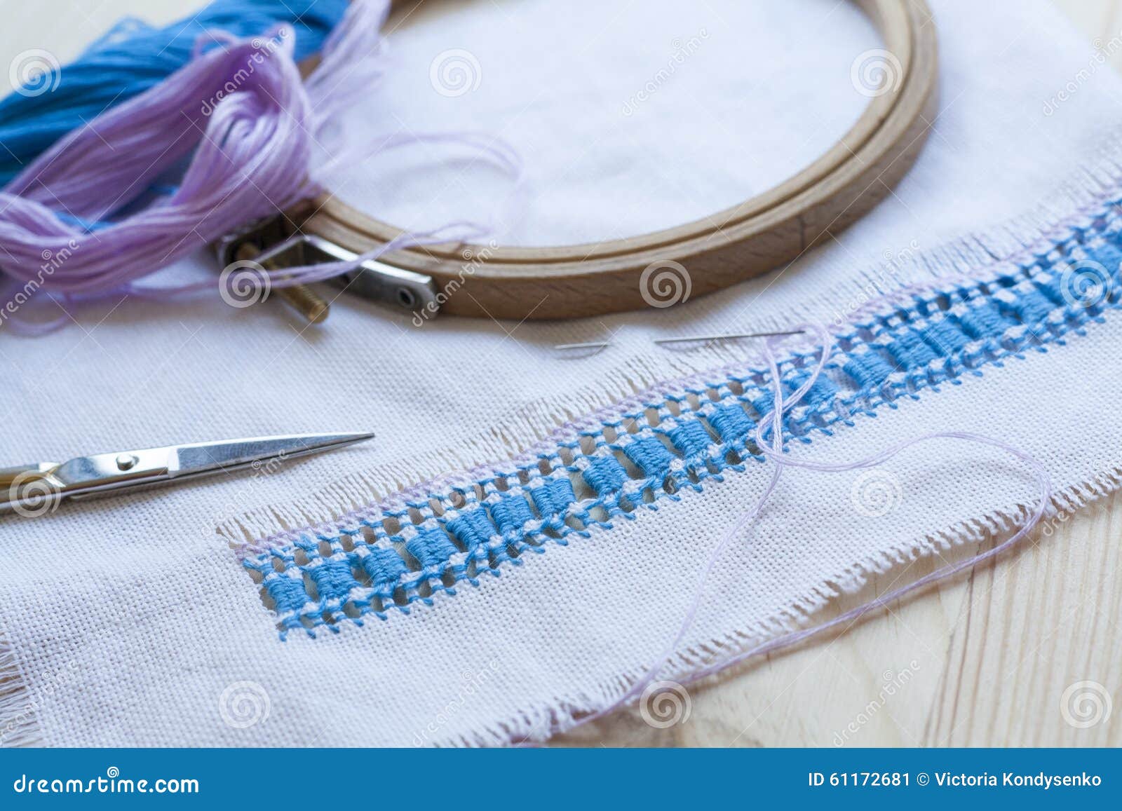 Openwork Embroidery, Incomplete Work in Progress and Tools for ...