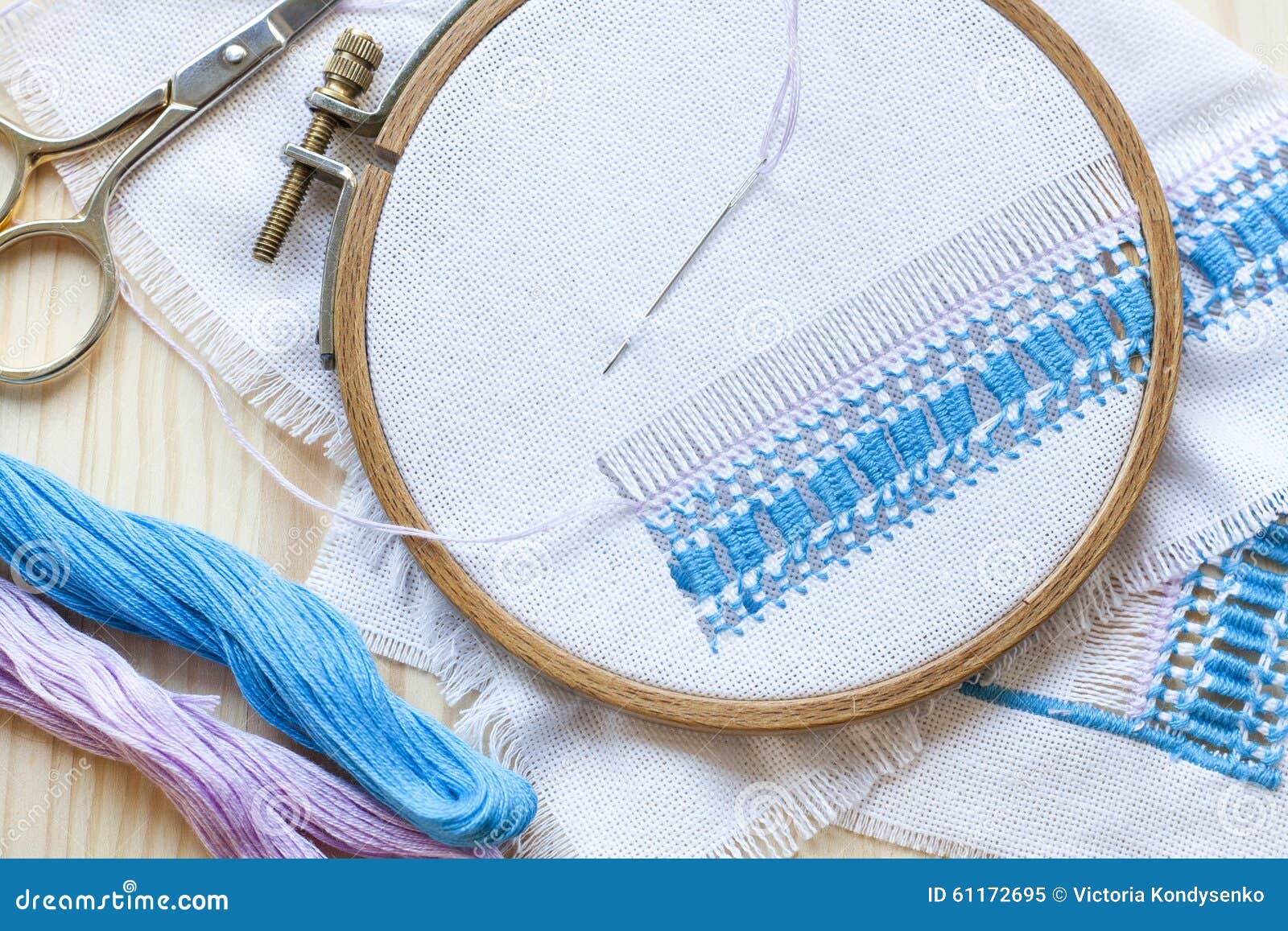 Openwork Embroidery, Incomplete Work in Progress and Tools for ...