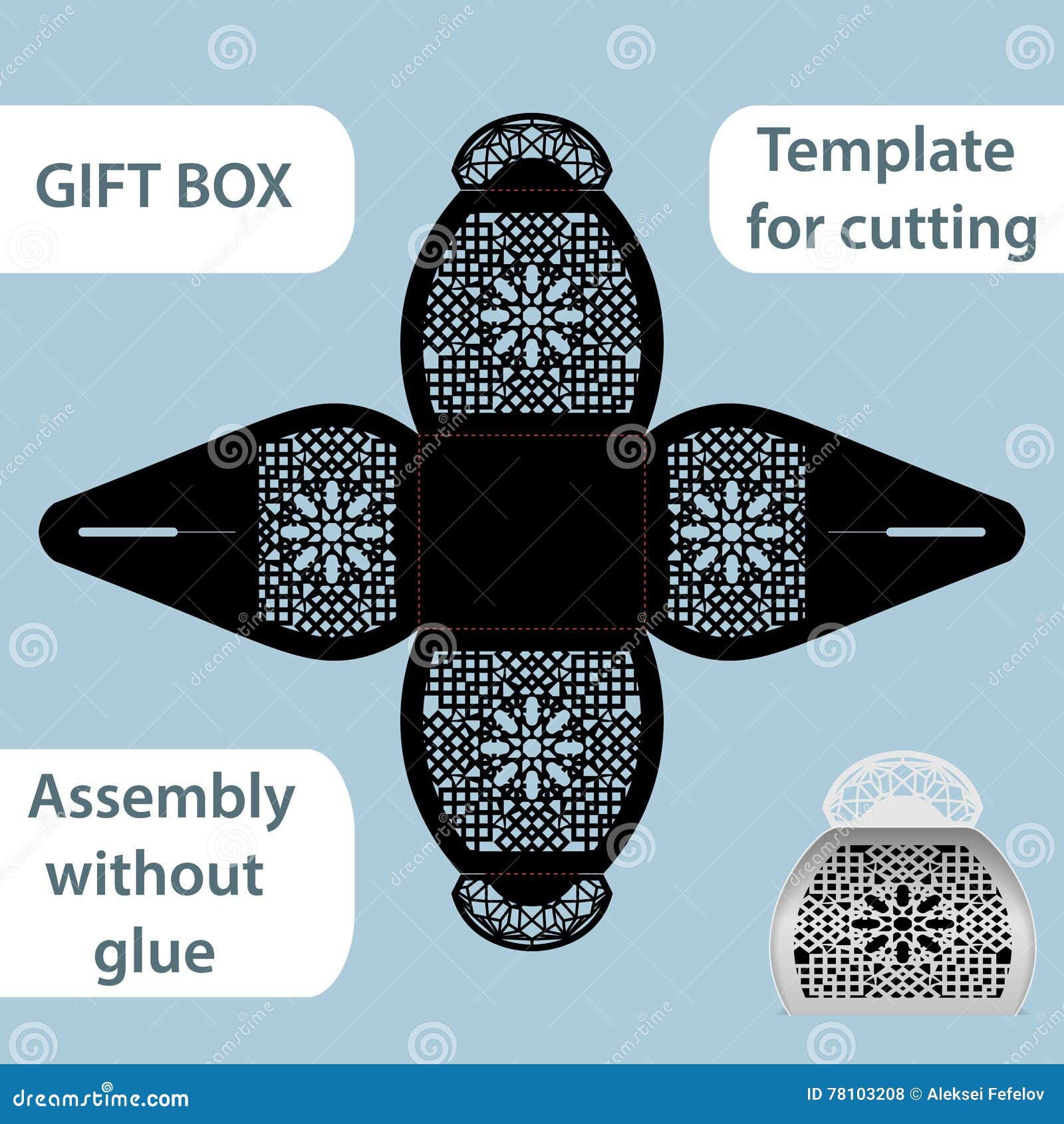 Openwork Gift Paper Box With A Handle, Lace Pattern, Assembly Without ...