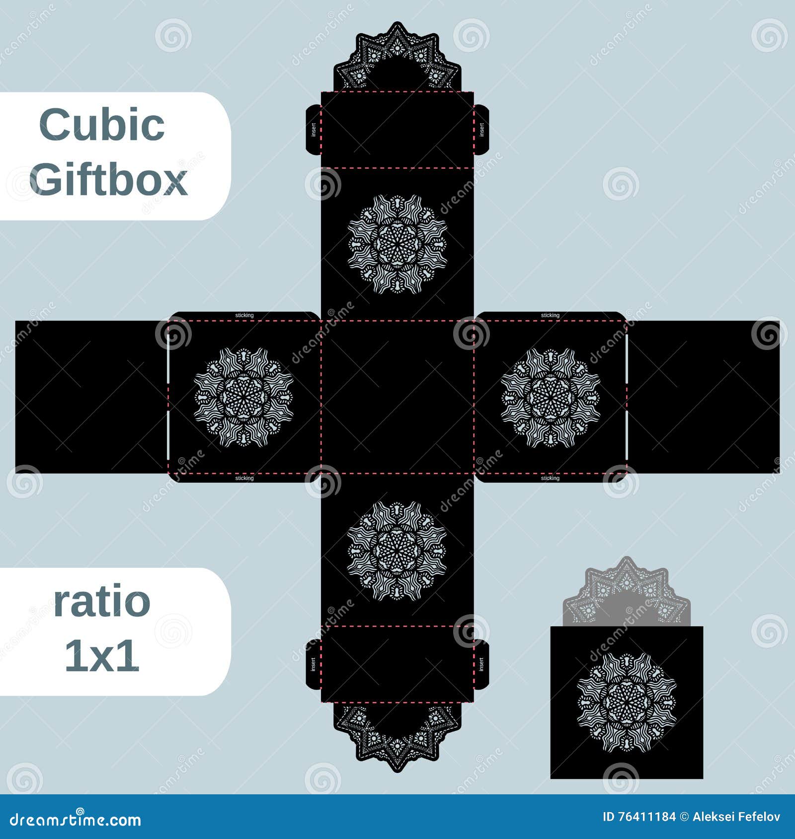 Openwork Gift Paper Box With A Handle, Lace Pattern, Cut Out Template ...