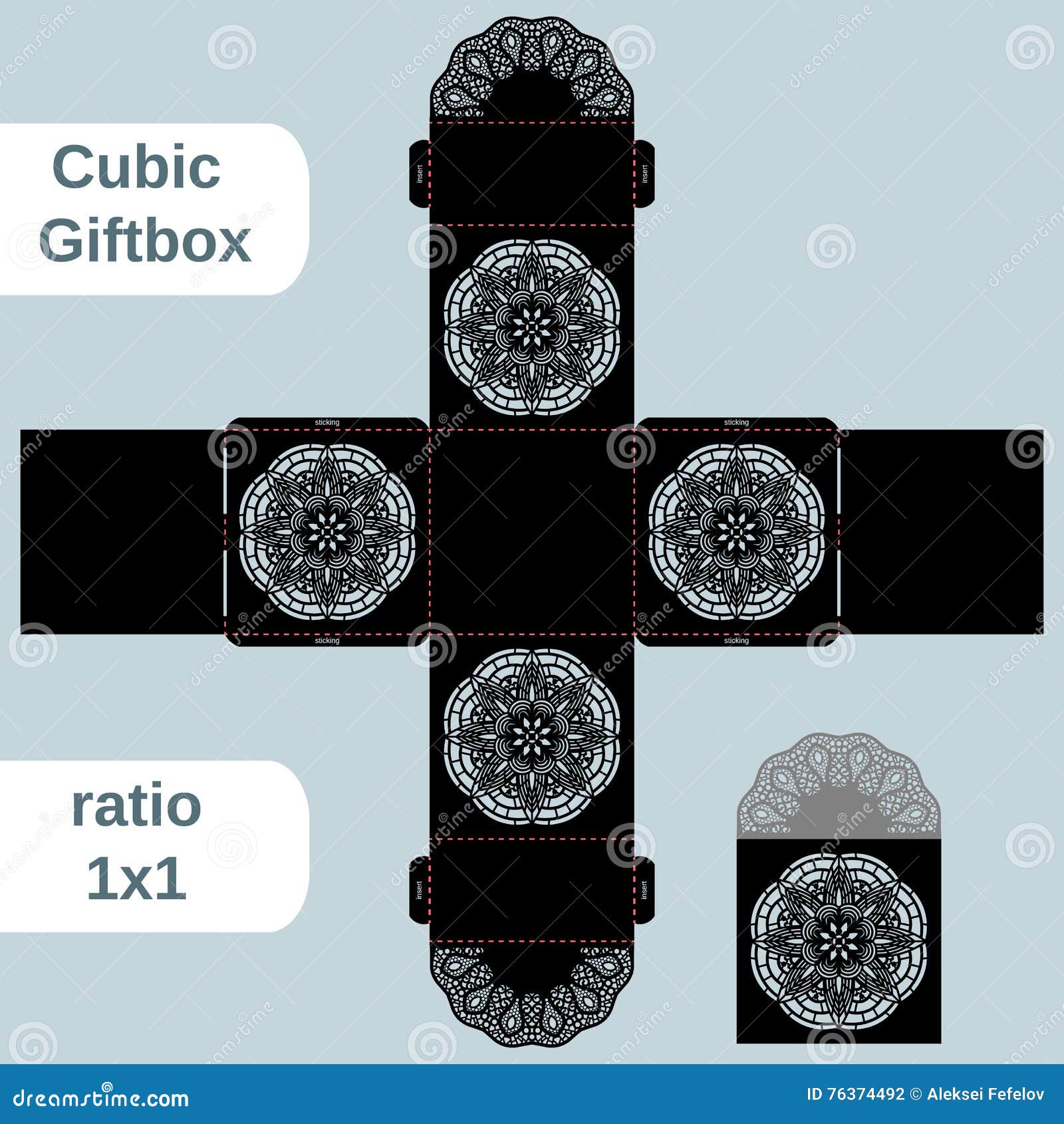 Openwork Gift Paper Box With A Handle, Lace Pattern, Assembly Without ...