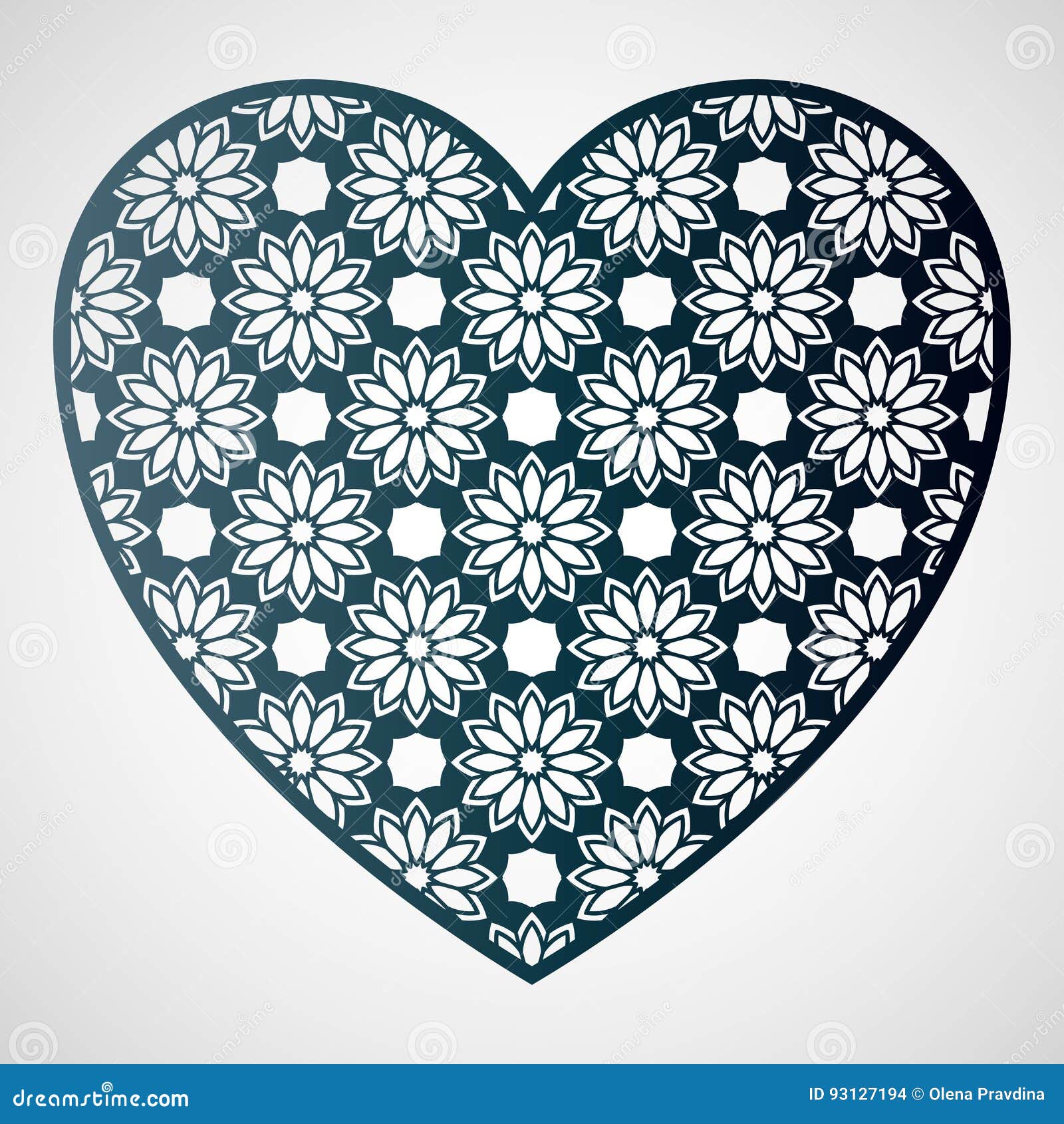 Openwork Heart with Floral Pattern. Laser Cutting Template. Stock ...