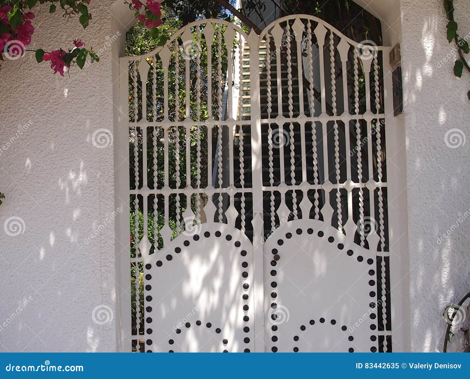 Openwork iron gate stock image. Image of white, door - 83442635