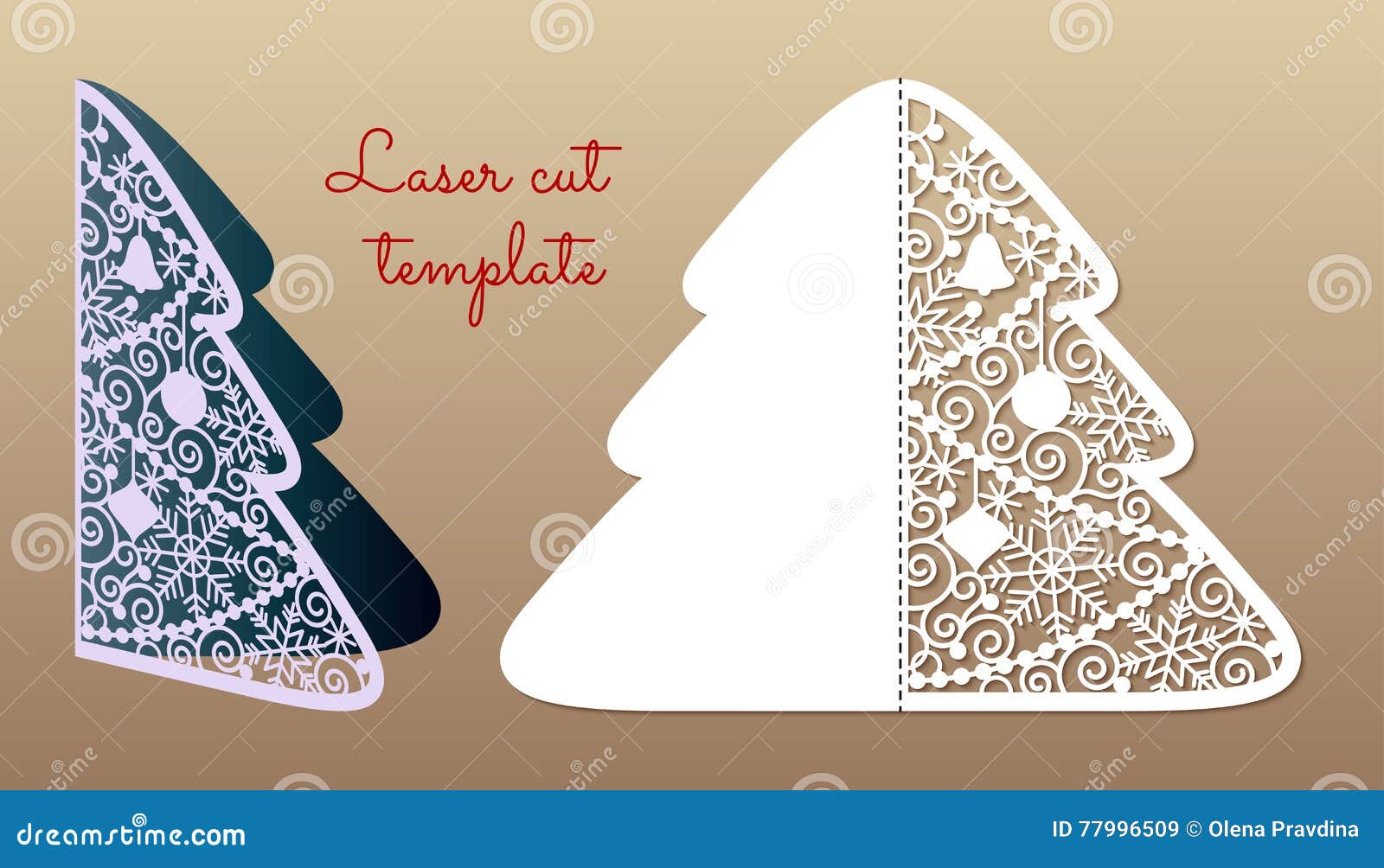 Openwork Julgran Bitande Mall För Laser Vektor Illustrationer ...