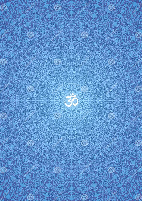 Openwork Mandala in Blue with the Sign Aum, Om, Ohm. Vector Graphics ...