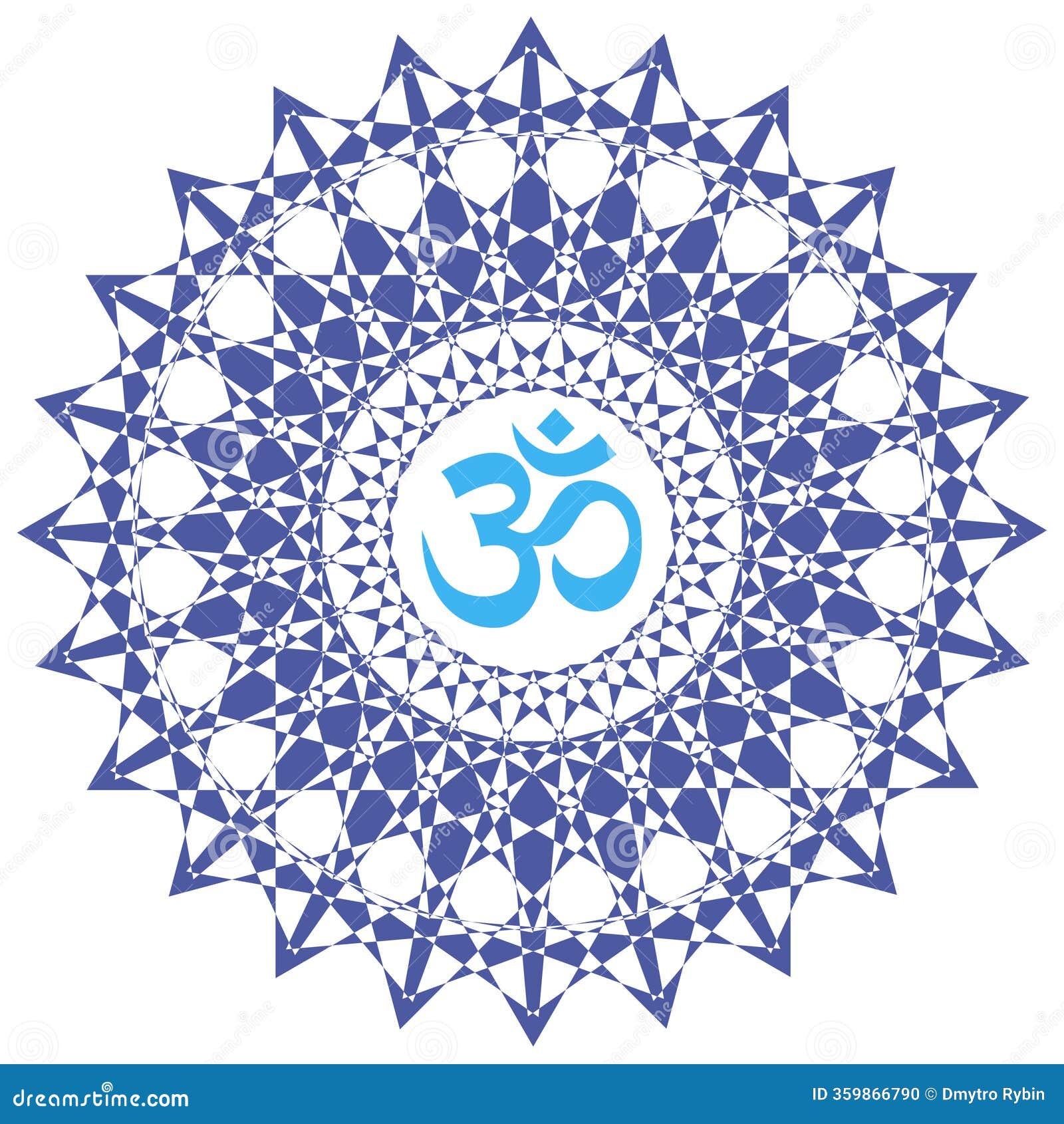 Openwork Mandalas of Blue Color with Red Signs Aum, Om, Ohm. Stock ...