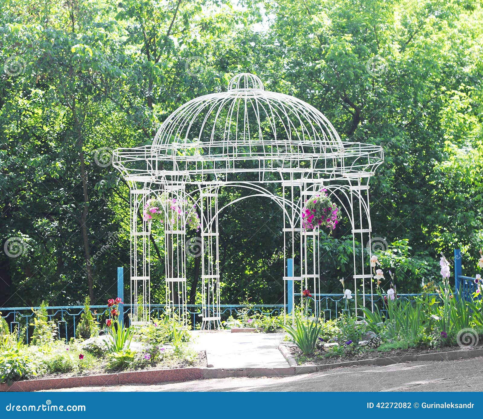Openwork Metal Arbor in the Garden Stock Photo - Image of florals, dome ...