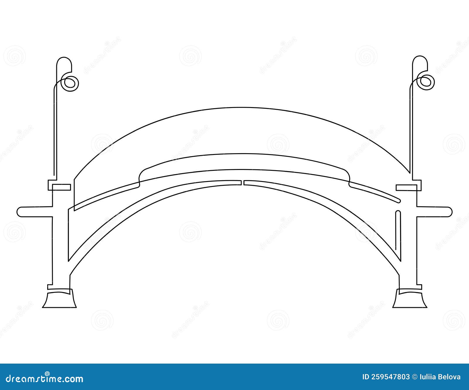 Openwork Metal Bridge in the Medieval Style Over the River. Lanterns on ...