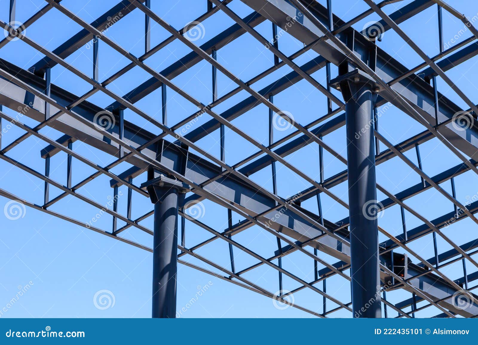 Openwork Metal Roof Frame Supported by Metal Columns Stock Image ...