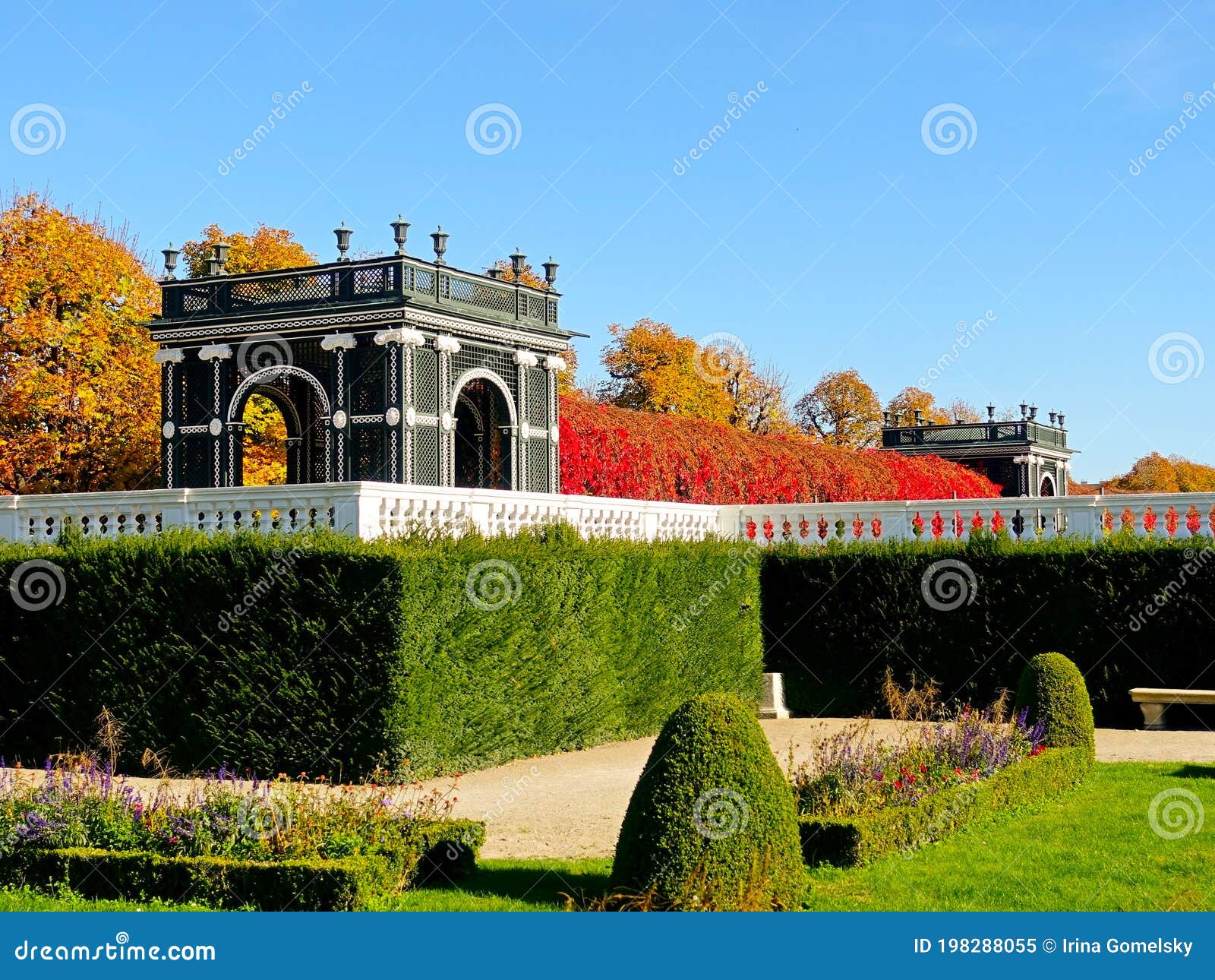 Openwork Pavilions Framed by Bright Autumn Foliage Editorial Image ...