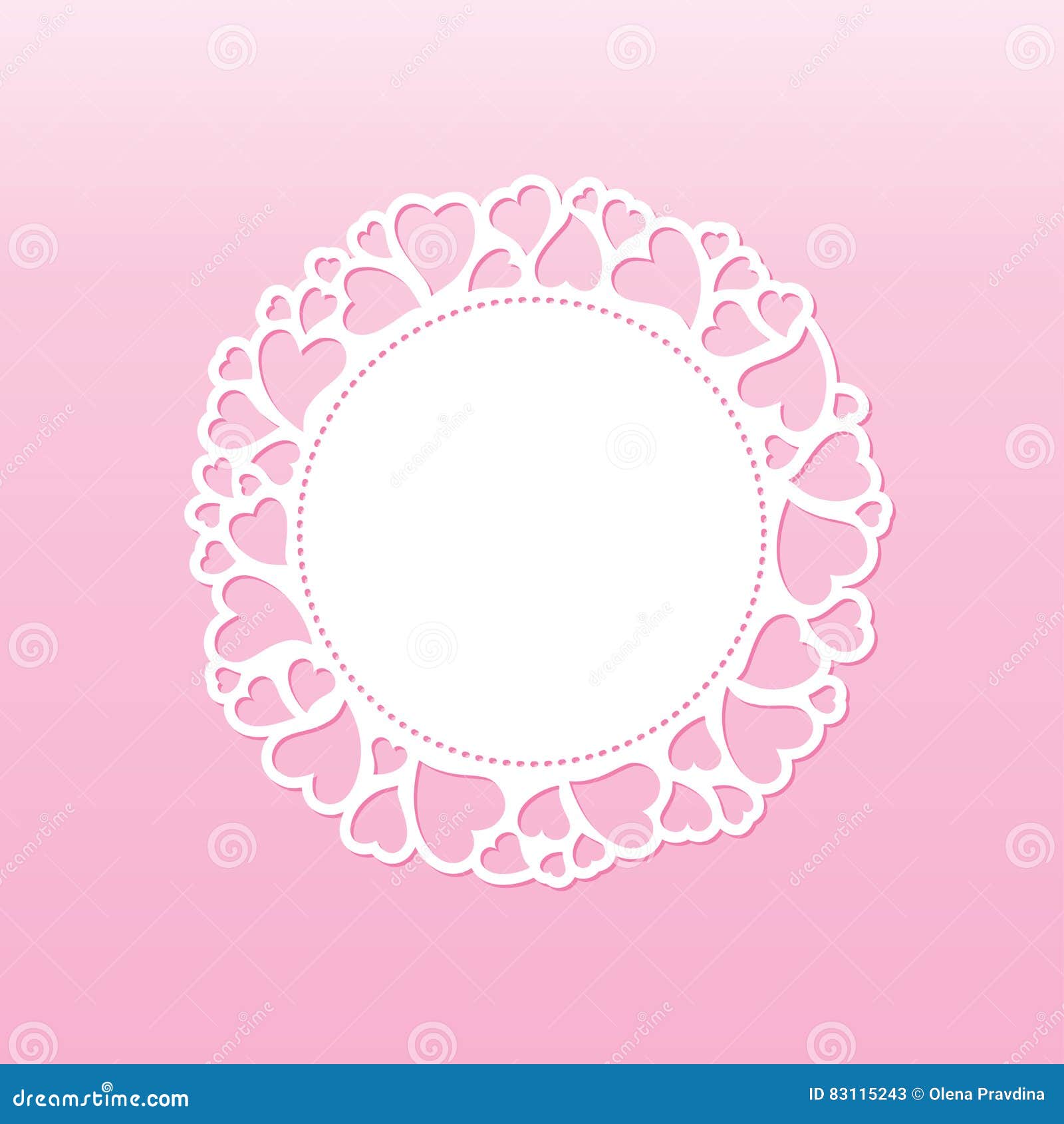 Openwork Round Frame with Hearts. Laser Cutting Vector Template Stock ...