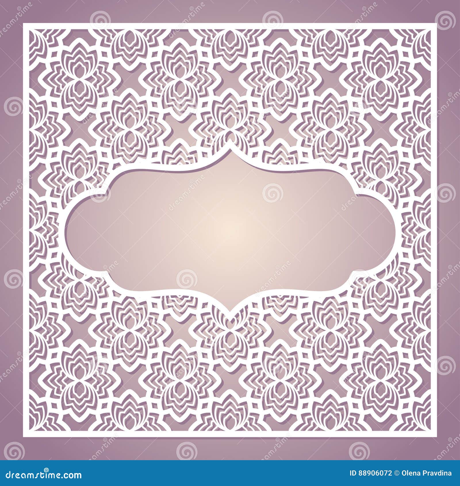 Openwork Square Frame with Floral Pattern. Laser Cutting Template ...