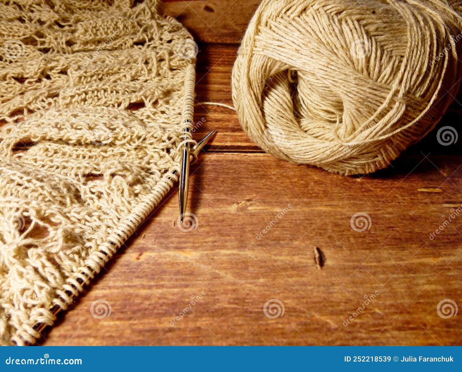 Openwork Tablecloth in the Process of Knitting Stock Image - Image of ...