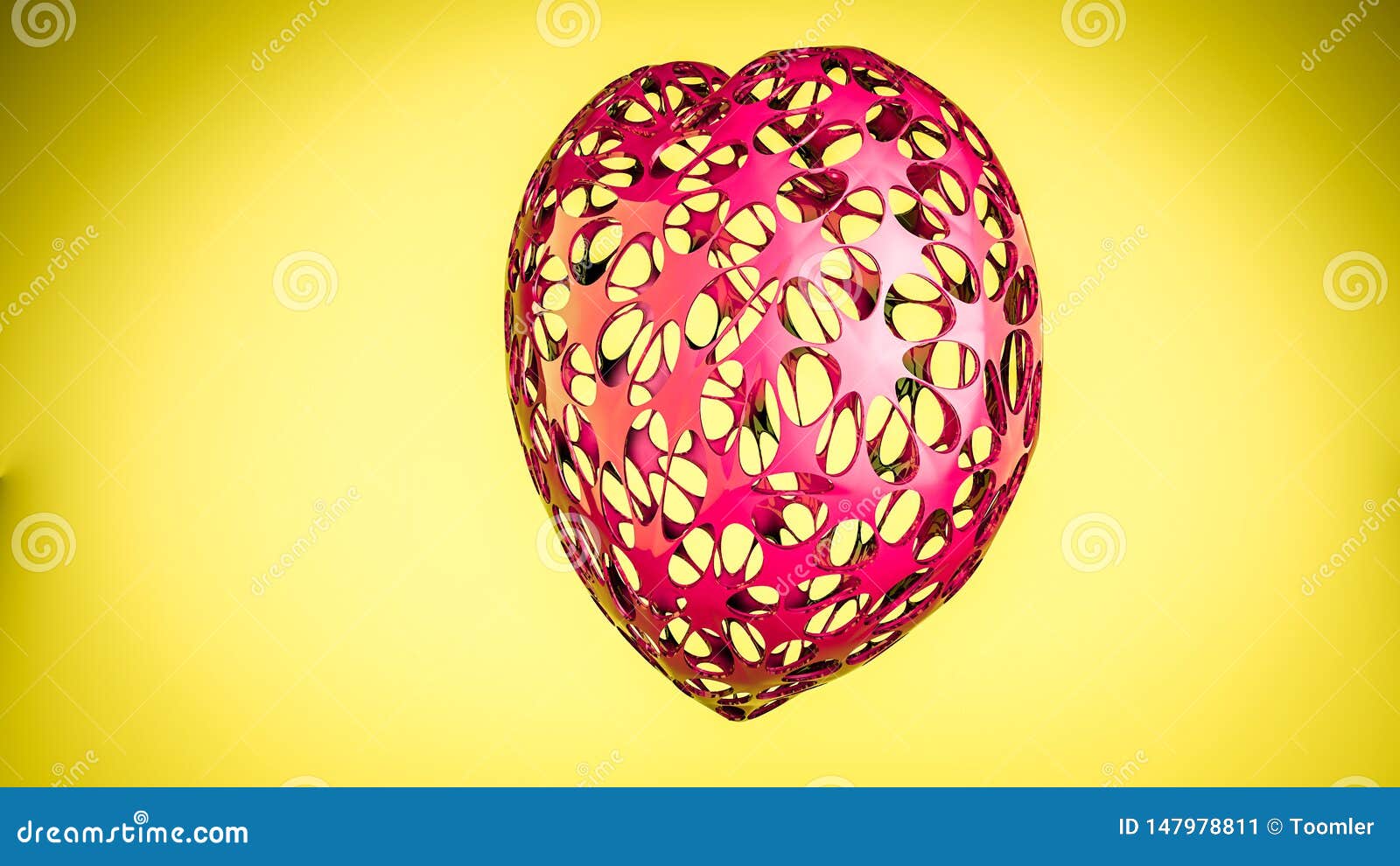 Three-dimensional Model of the Heart on a Yellow Background. 3D ...