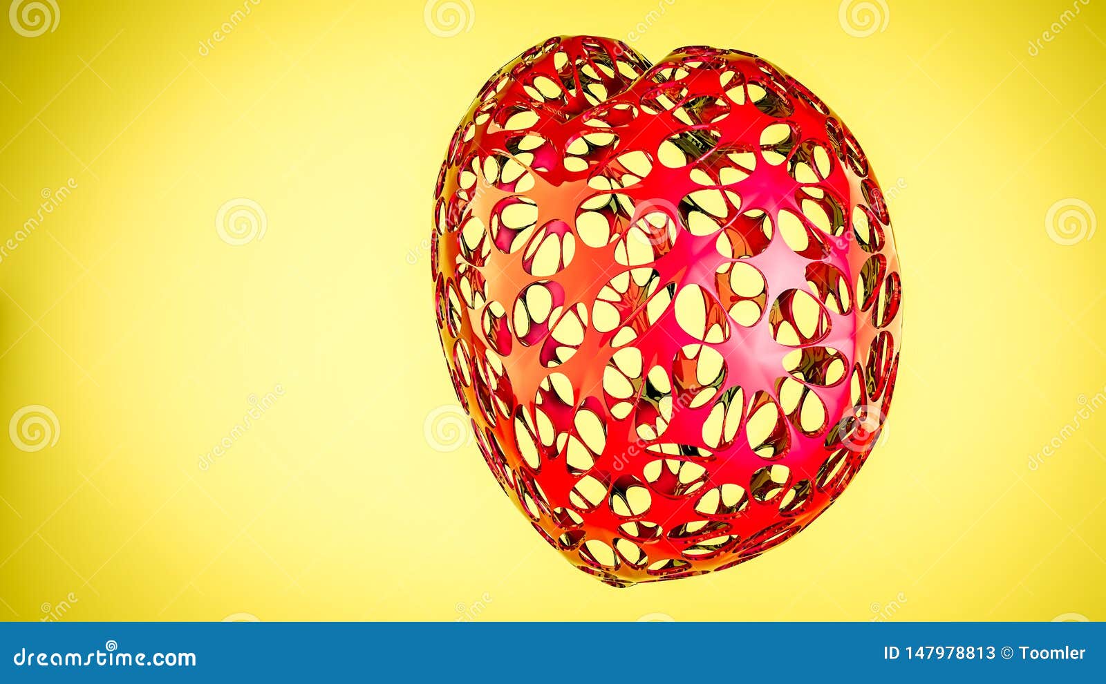 Three-dimensional Model of the Heart on a Yellow Background. 3D ...