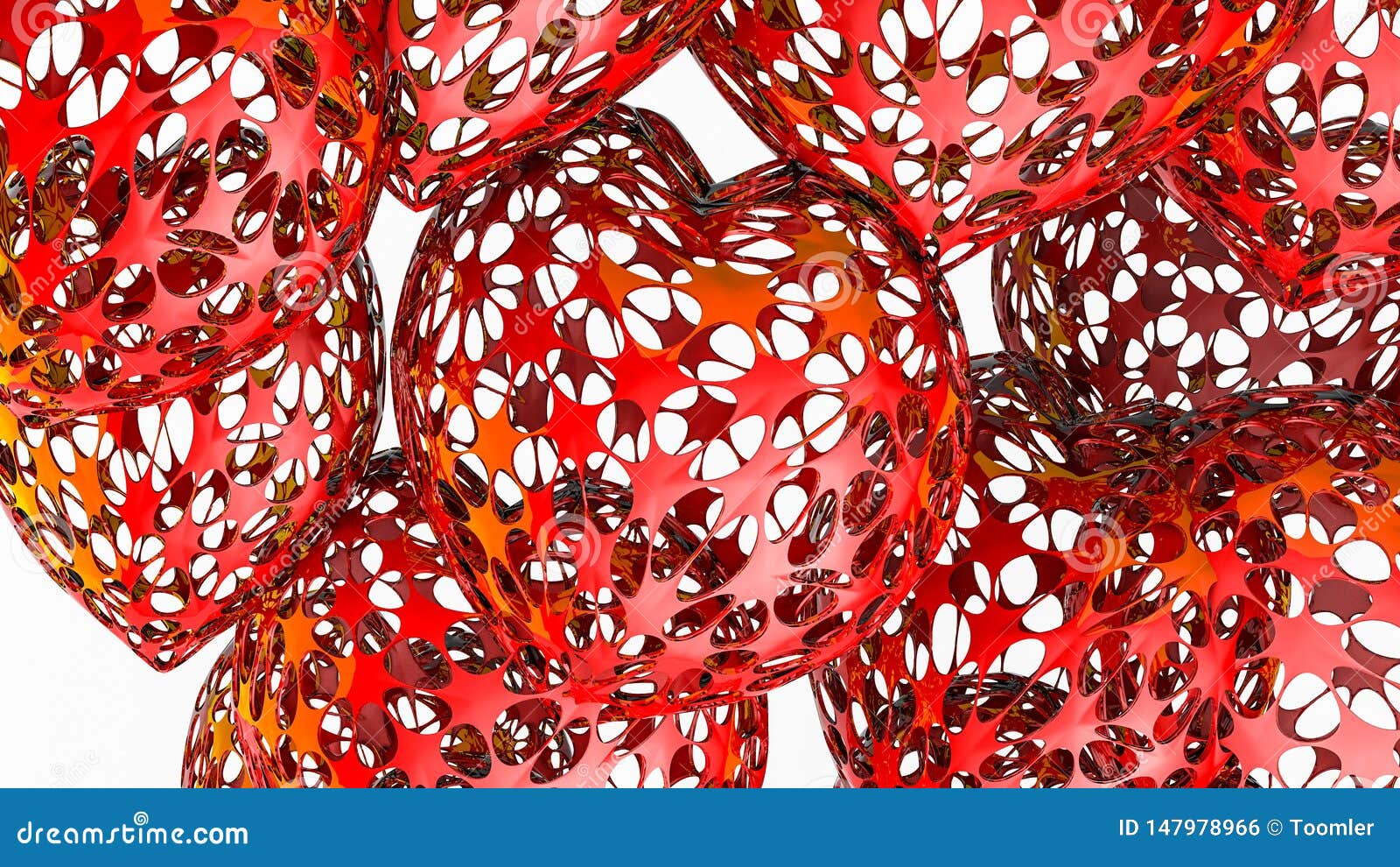 Three-dimensional Model of Hearts on a White Background. 3D Rendering ...