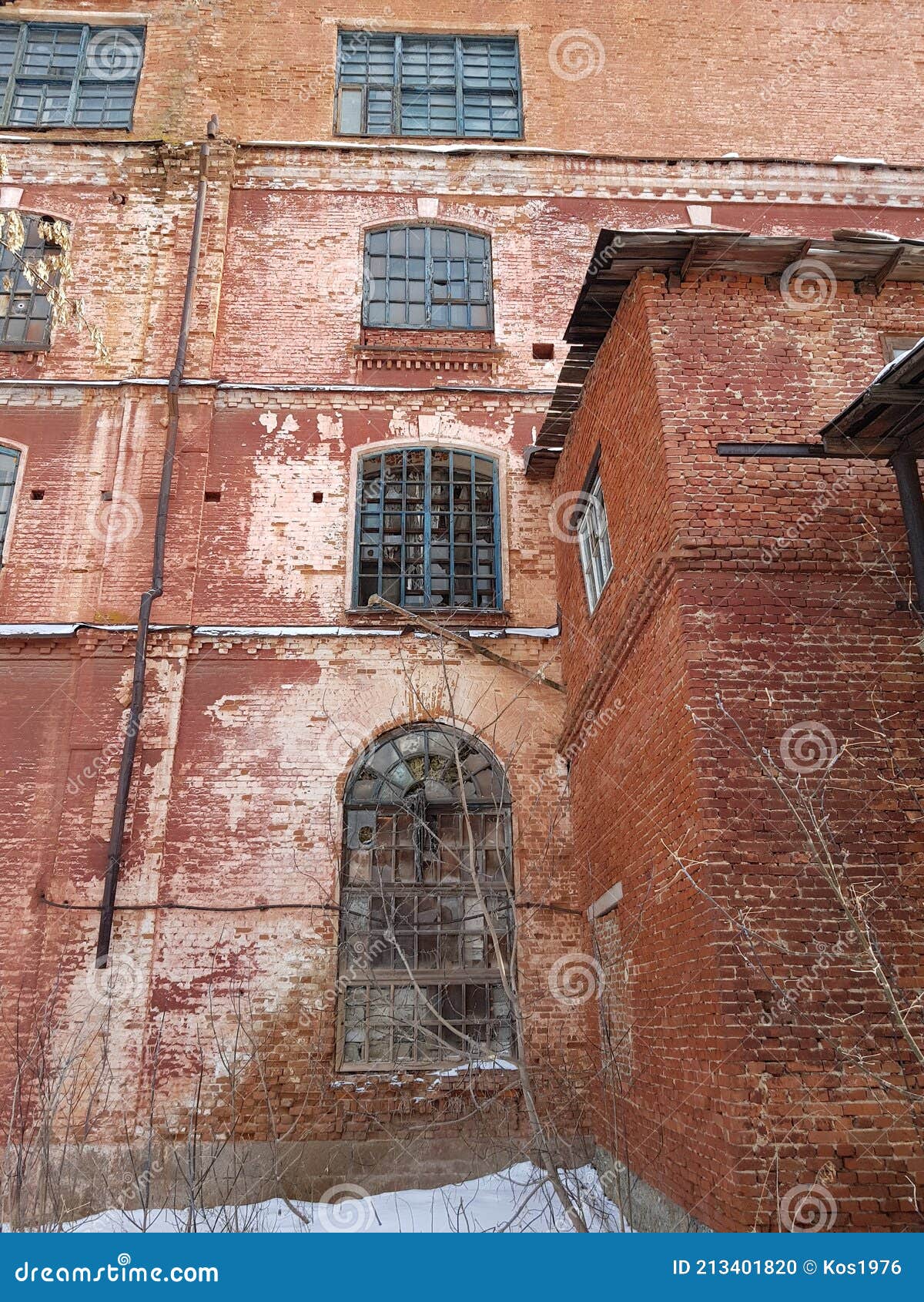 Stained Glass Windows in an Old Brick Building Stock Photo - Image of ...