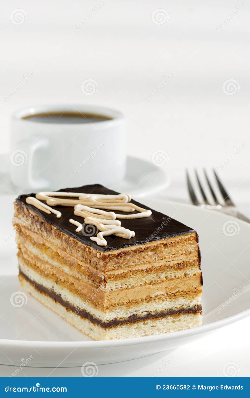 Opera cake stock photo. Image of glaze, dark, fork, chocolate - 23660582