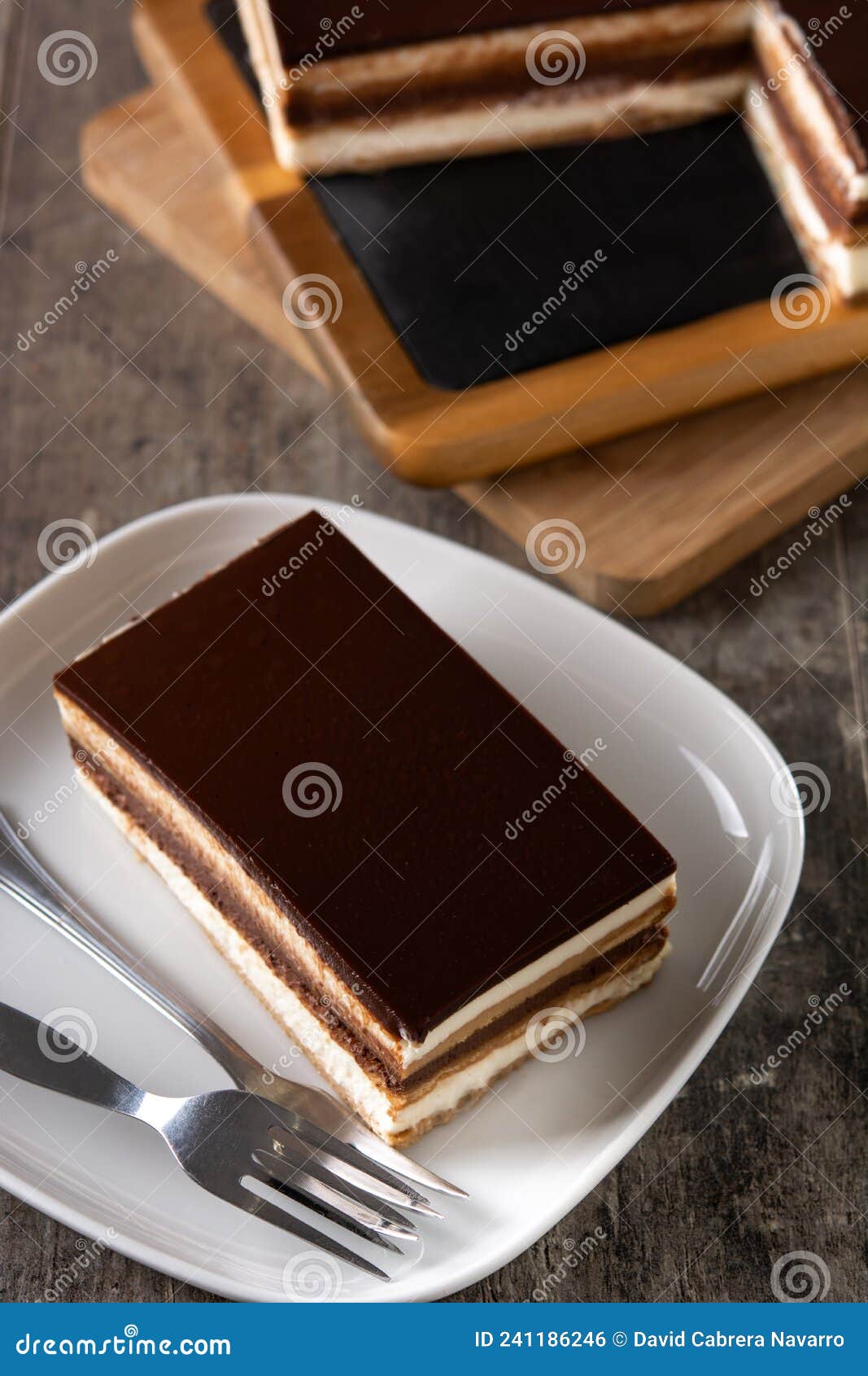 Opera cake dessert slice stock photo. Image of traditional - 241186246