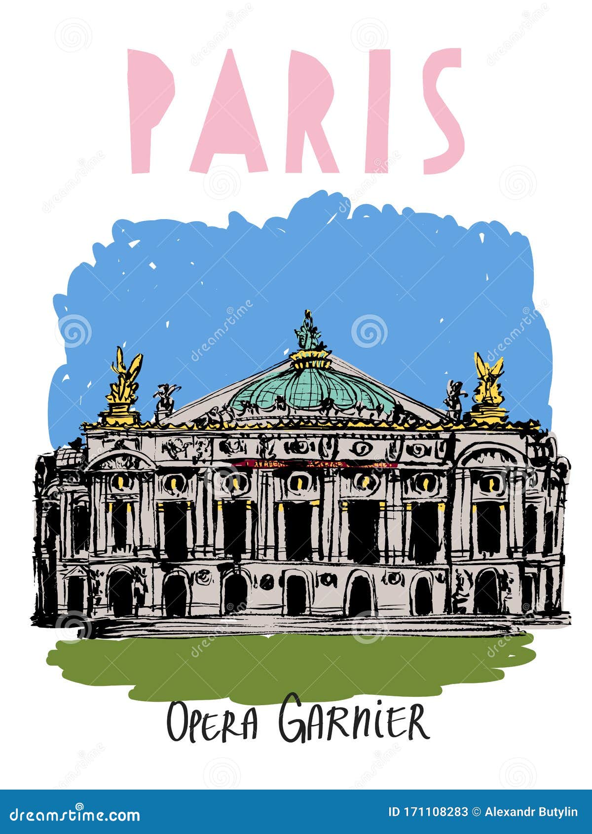 Image of the Opera Garnier in Paris. Color Illustration of the Building ...