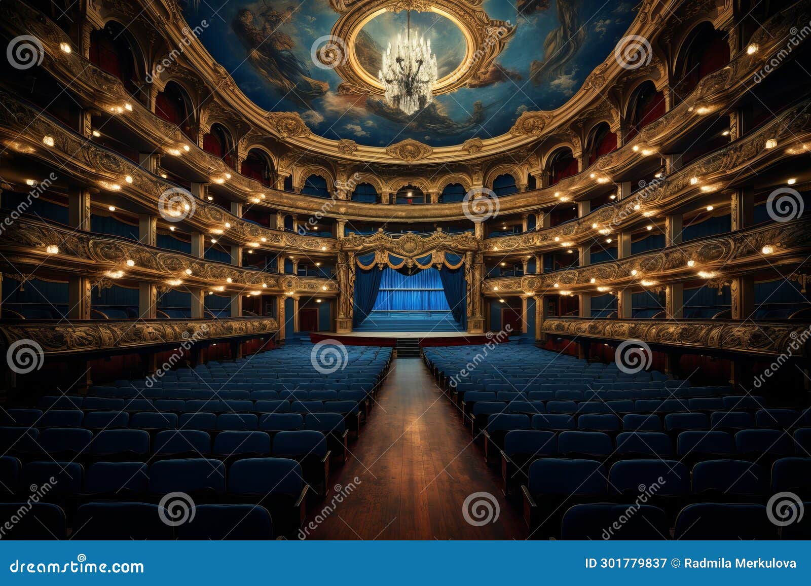 An Opera Hall in Silence, Its Balconies Empty and Undisturbed ...