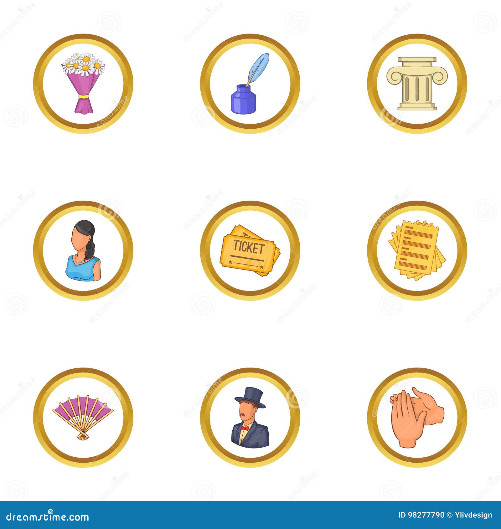 Opera Icons Set, Cartoon Style Stock Vector - Illustration of director ...