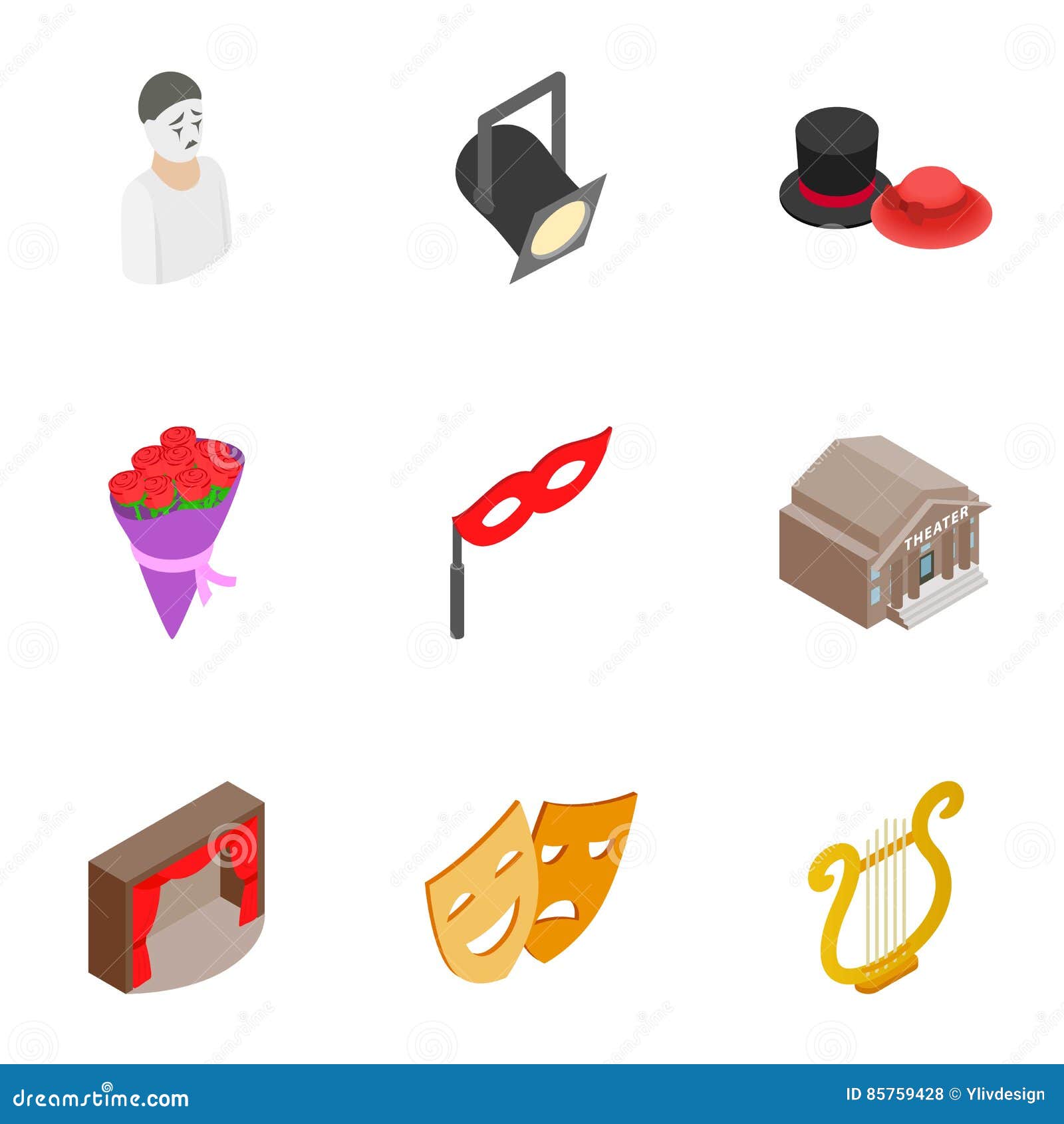 Opera Icons Set, Isometric 3d Style Stock Vector - Illustration of ...