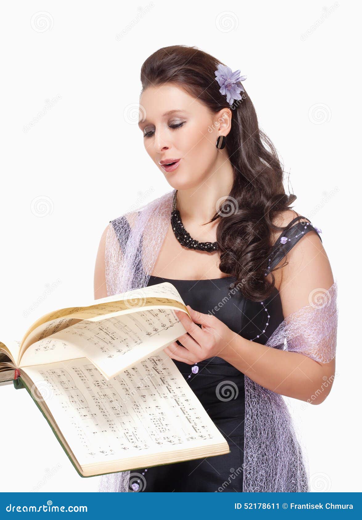 Opera Singer Singing in Her Stage Dress Stock Image - Image of studio ...