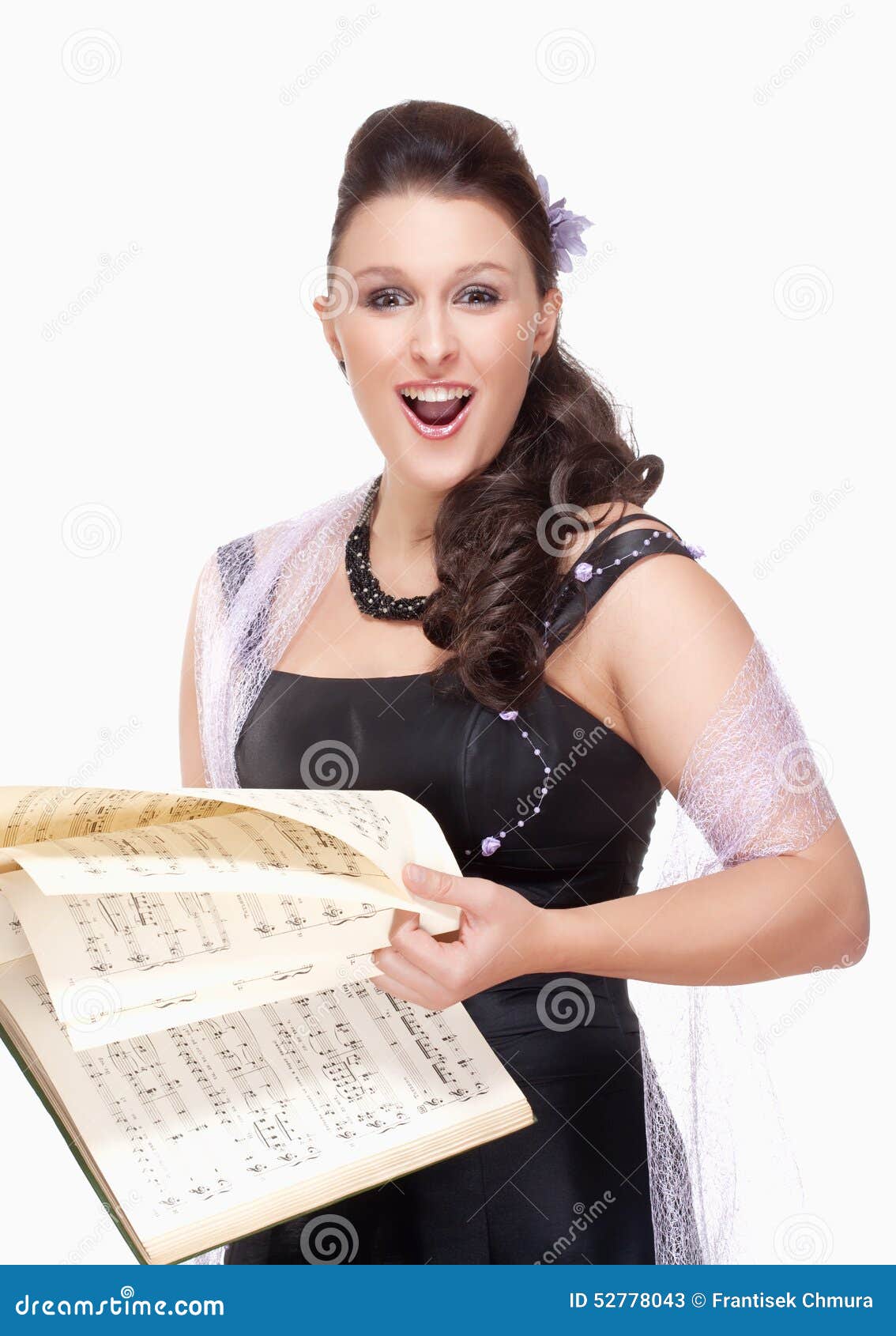 Opera Singer Singing in Her Stage Dress Stock Image - Image of young ...