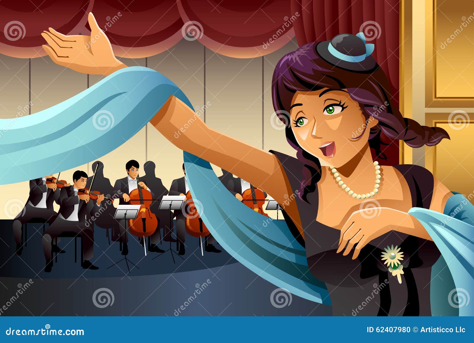 Opera Singer Singing on the Stage Stock Vector - Illustration of band ...