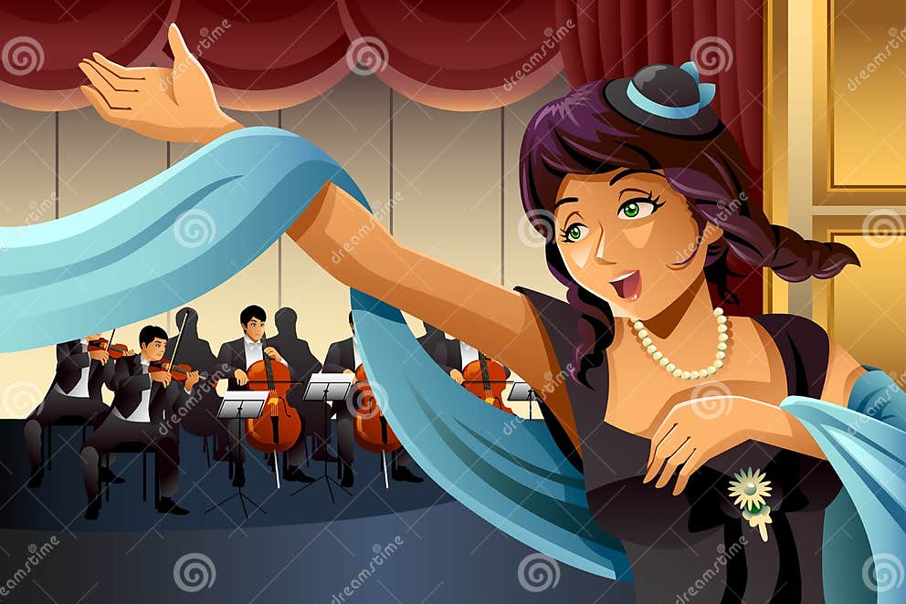 Opera Singer Singing on the Stage Stock Vector - Illustration of band ...