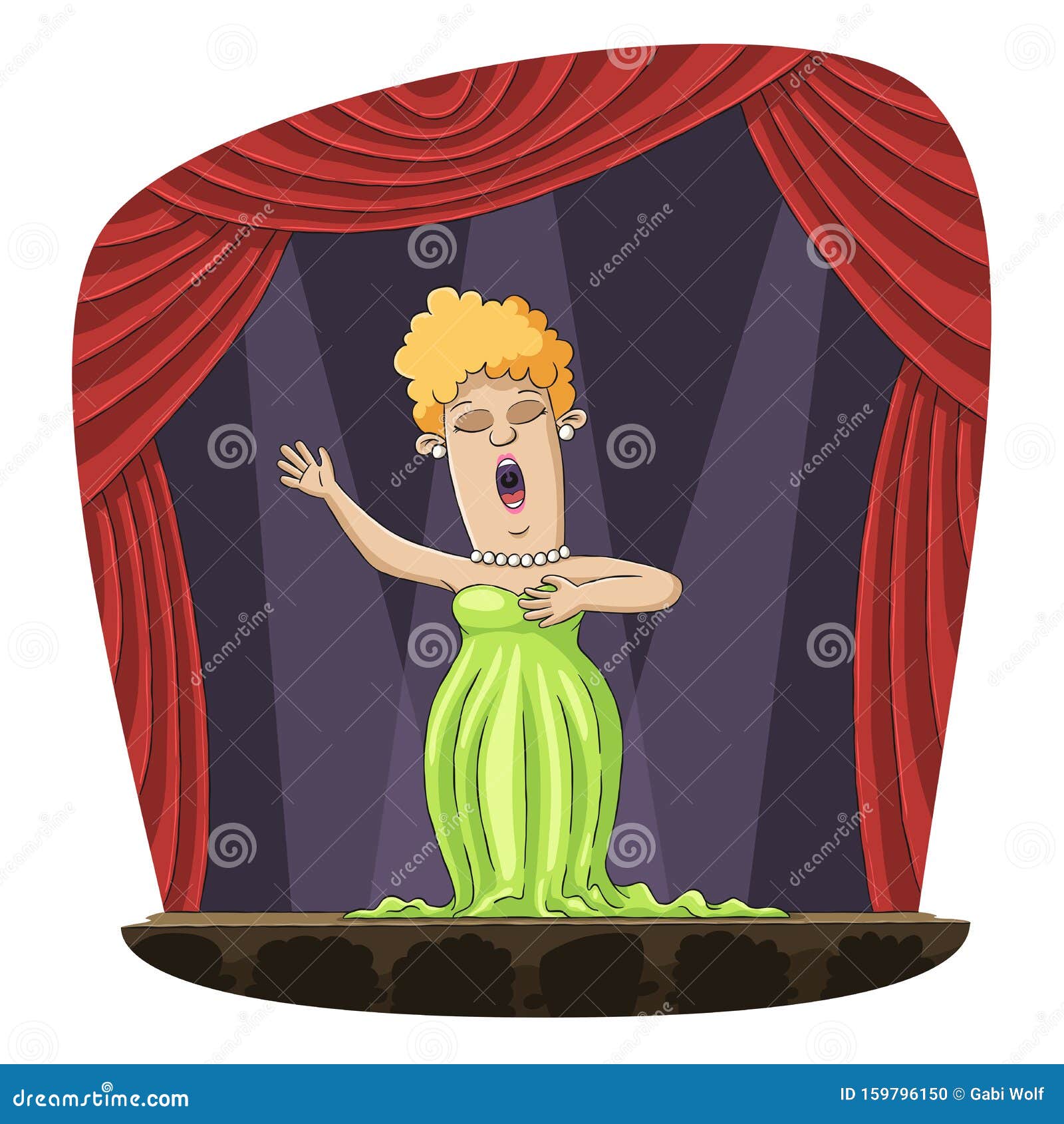 Opera Singer on Stage stock vector. Illustration of comic - 159796150