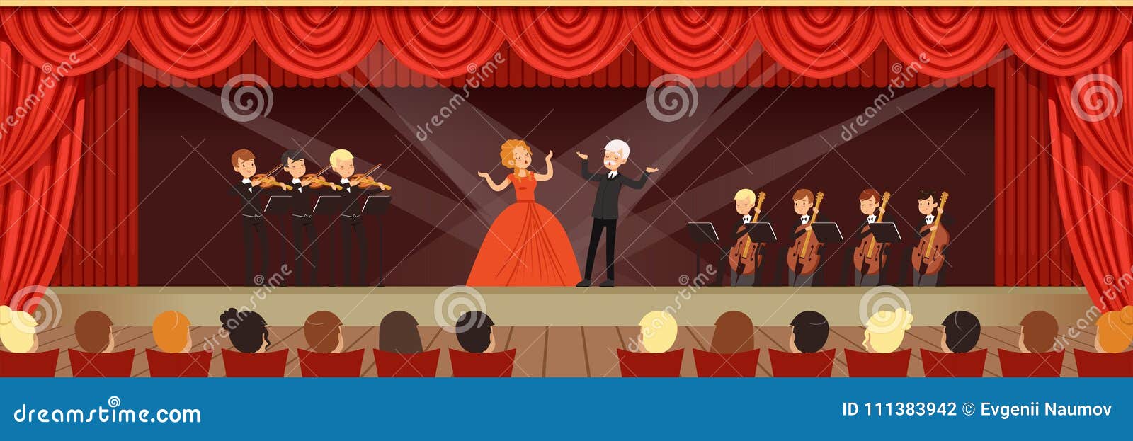 Opera Singers Singing on Stage with Symphonic Orchestra before the ...