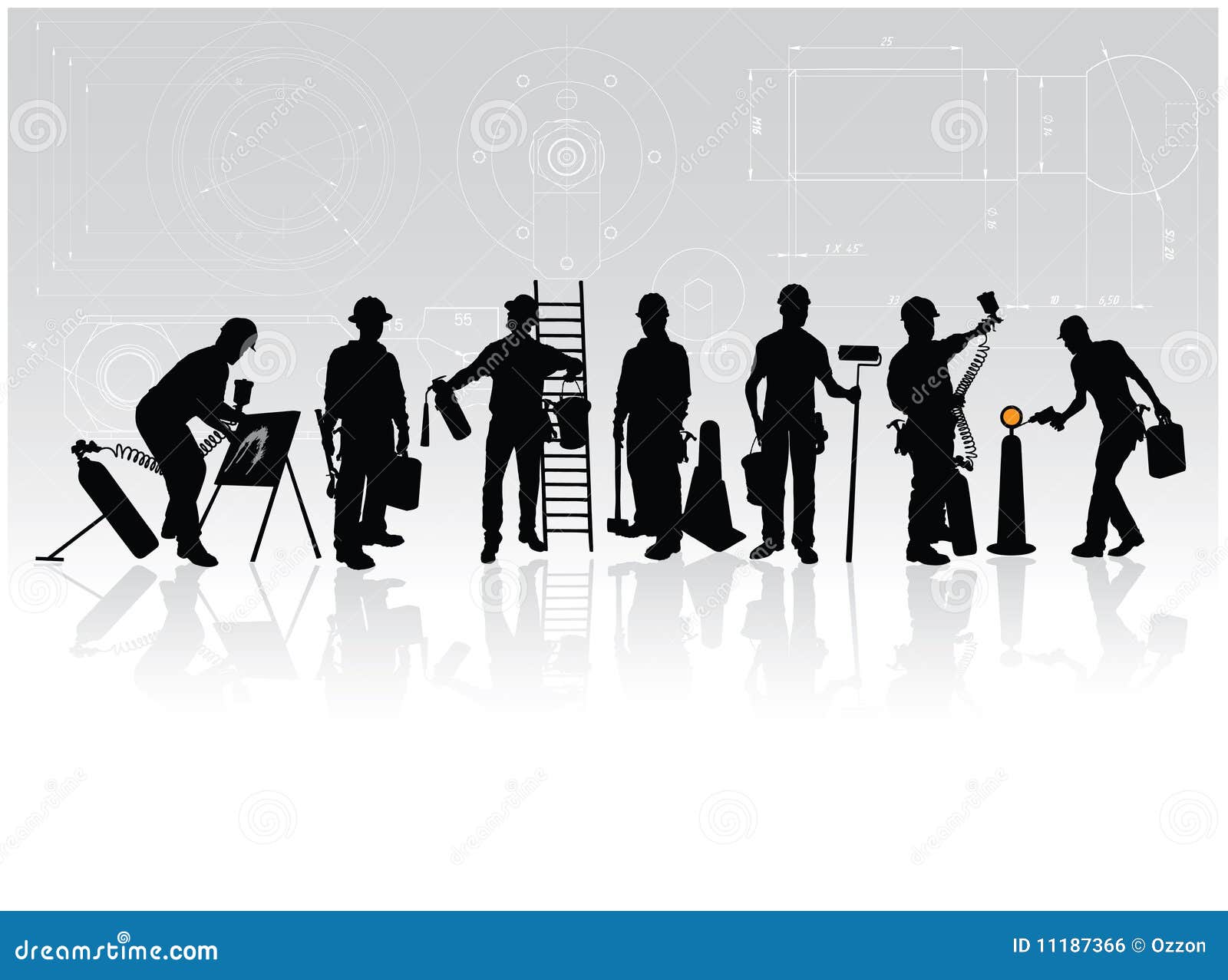 Operai di costruzione illustrazione vettoriale. Illustrazione di ...