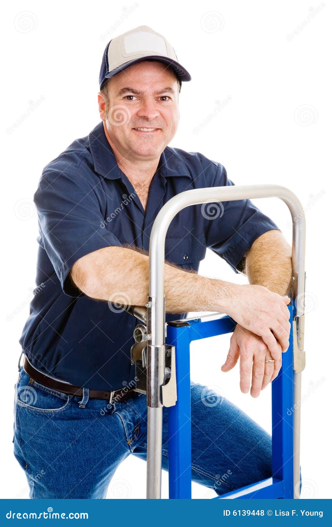 Operaio Amichevole Con Il Carrello Fotografia Stock - Immagine di ...