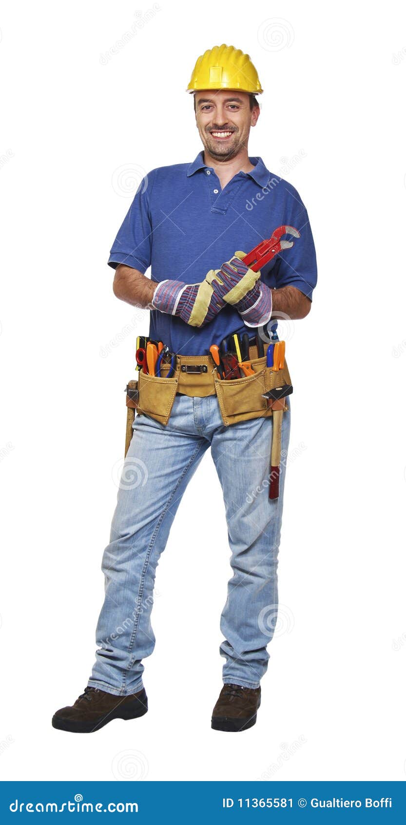 Operaio Che Si Leva in Piedi Sul Bianco Immagine Stock - Immagine di ...
