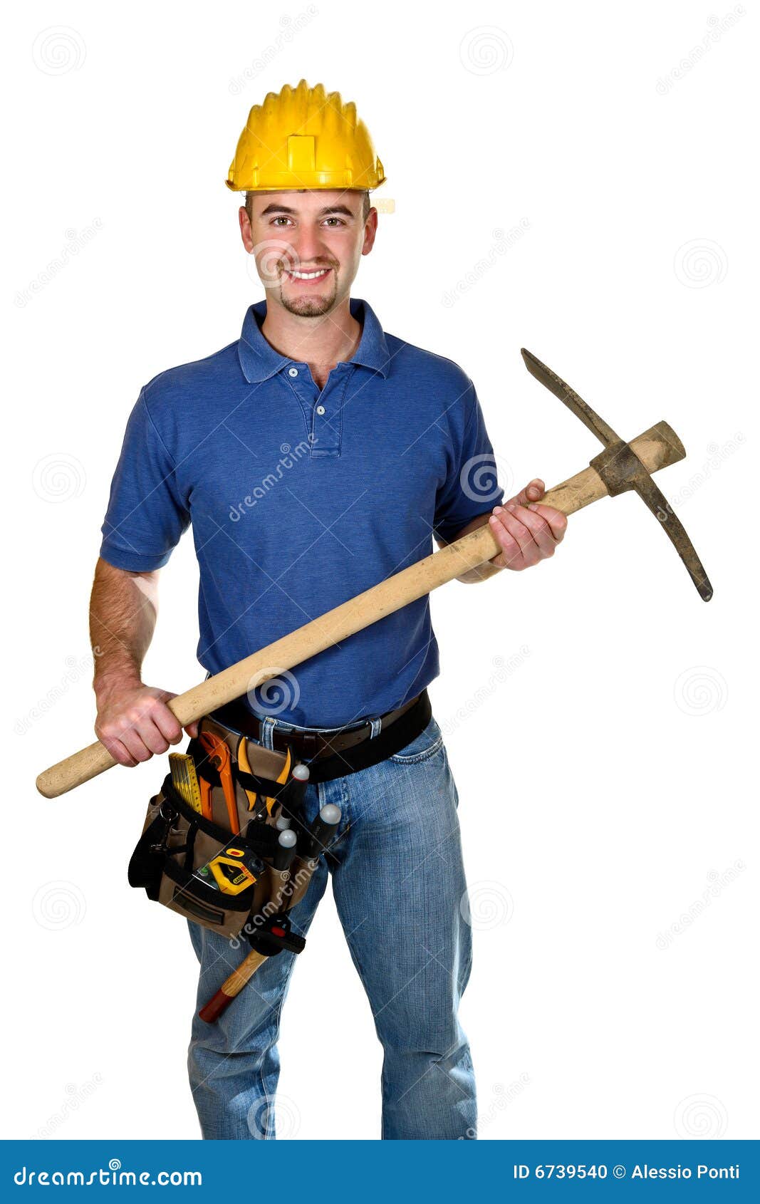 Operaio Con La Priorità Bassa Del Piccone Fotografia Stock - Immagine ...