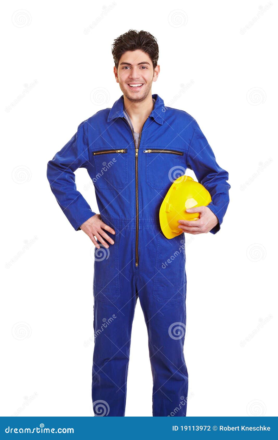 Operaio felice in tuta fotografia stock. Immagine di persona - 19113972