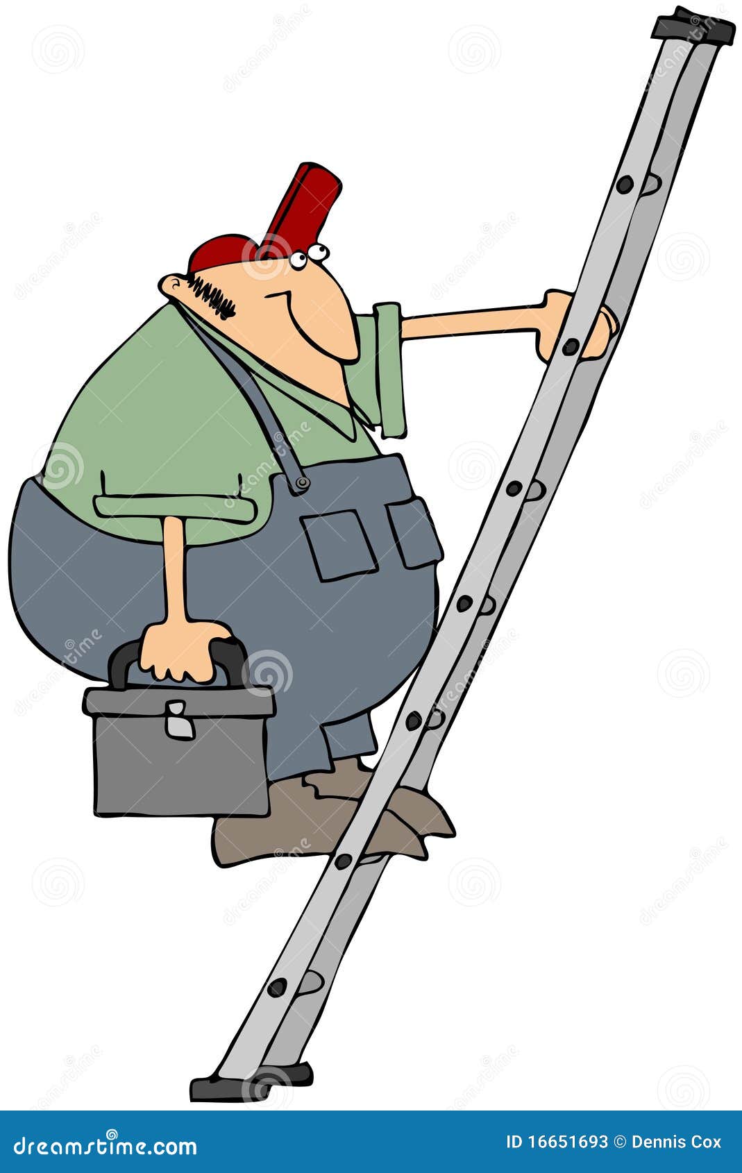 Operaio su una scaletta illustrazione di stock. Illustrazione di camici ...