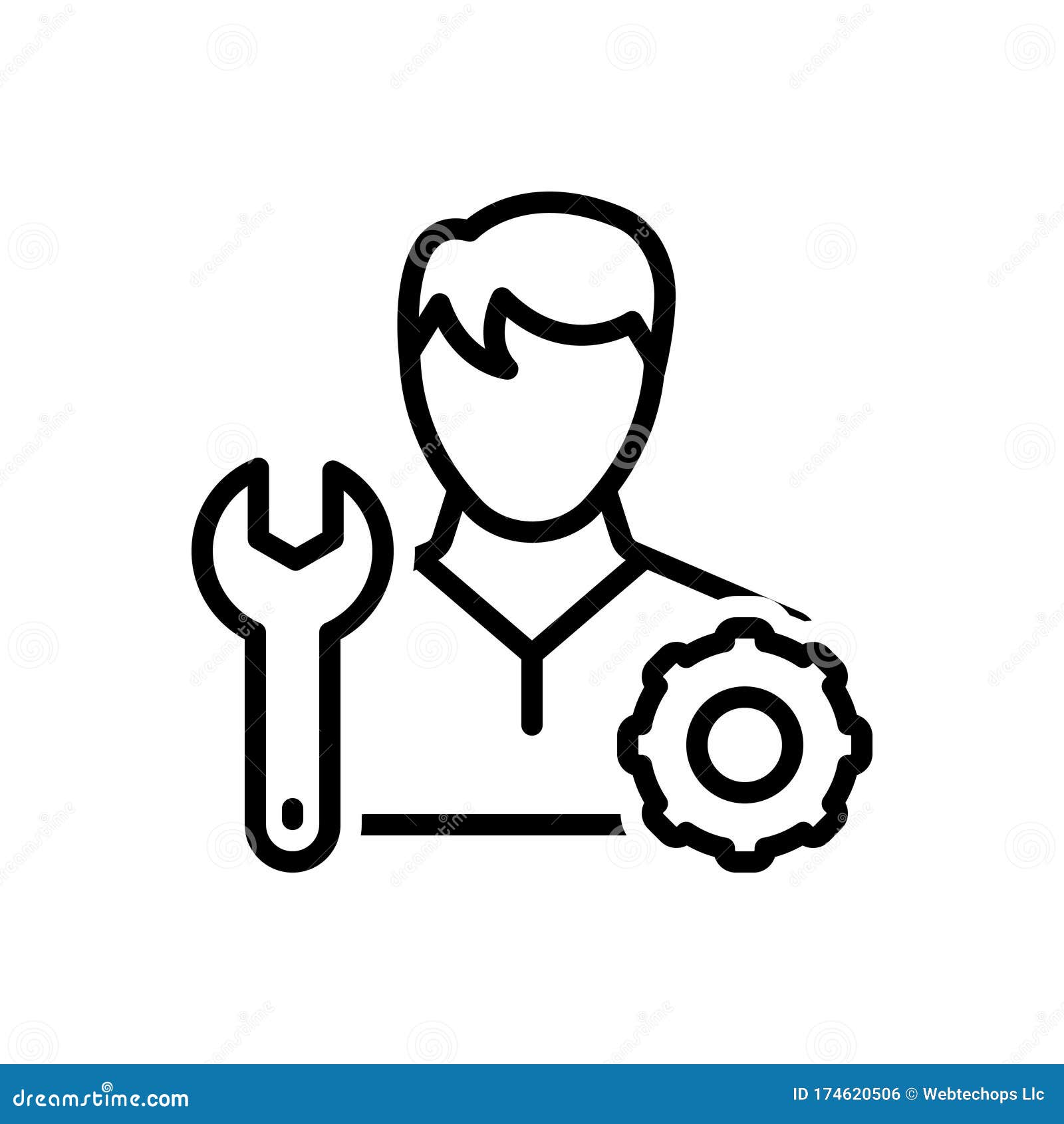 Black Line Icon for Operate, Work and Manage Stock Vector ...