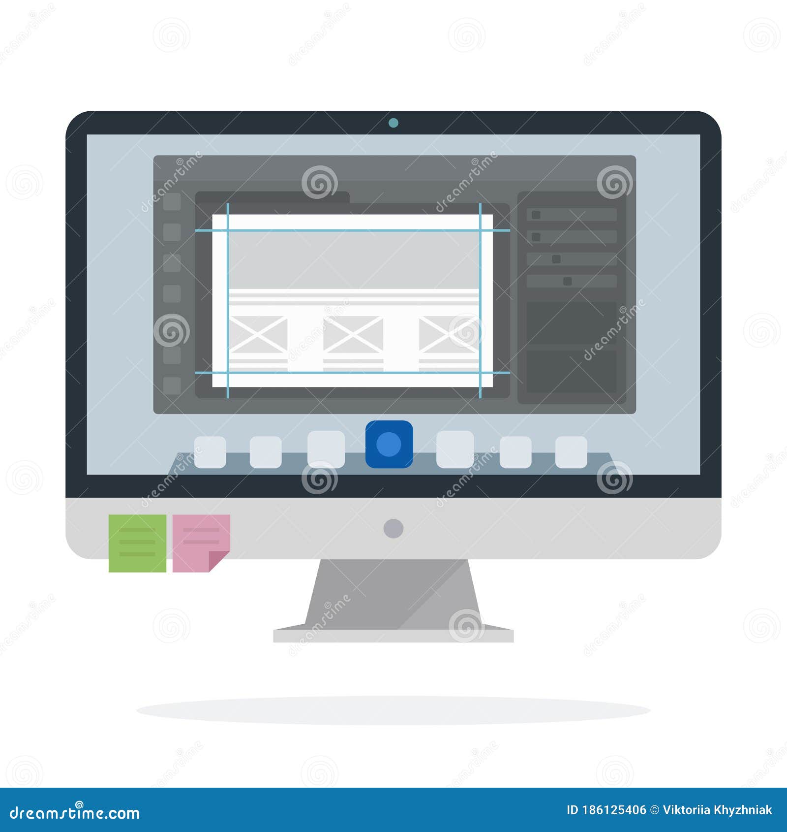 Operating a Computer Monitor with an Interface Stock Vector ...