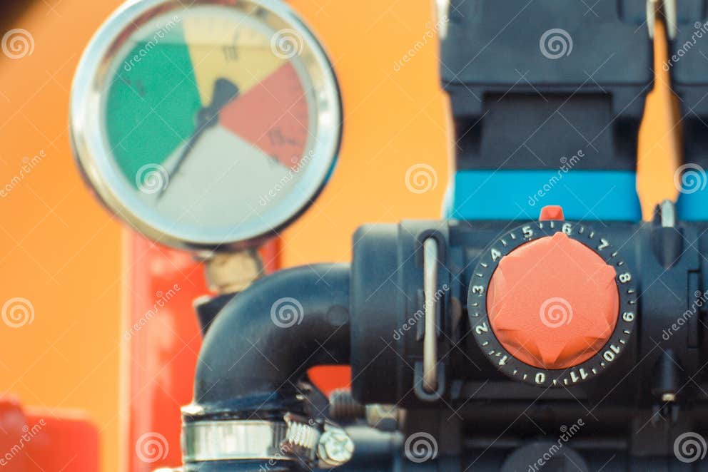 Operating Control Buttons or Knobs in Industrial Machine. Technology ...