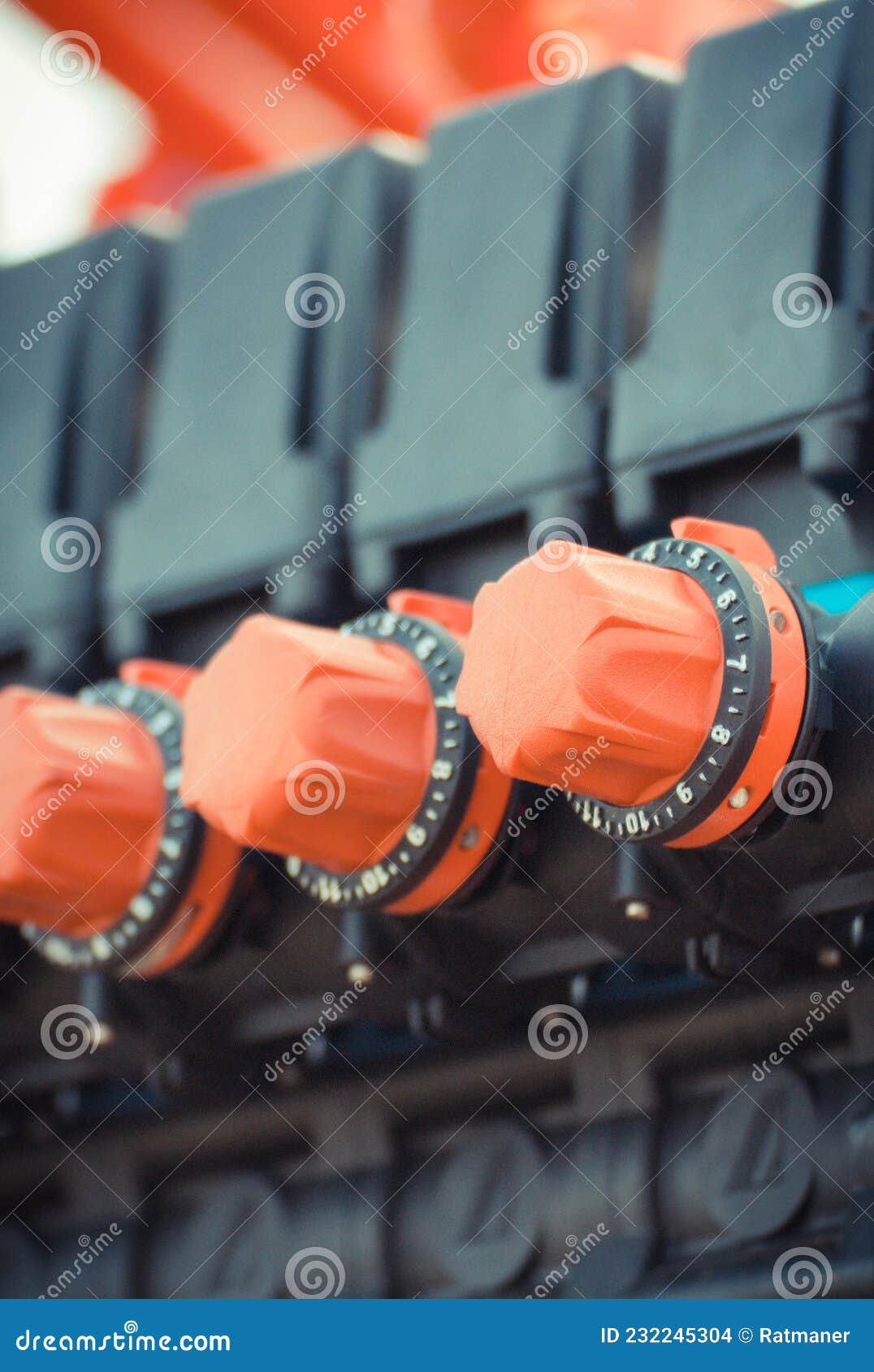Operating Control Buttons or Knobs in Industrial Machine. Technology ...