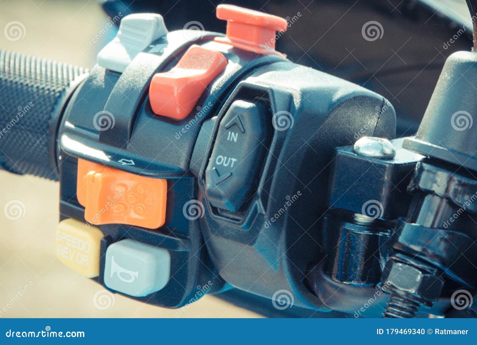 Operating Control Panel with Buttons in Quad or Motorcycle Stock Photo ...