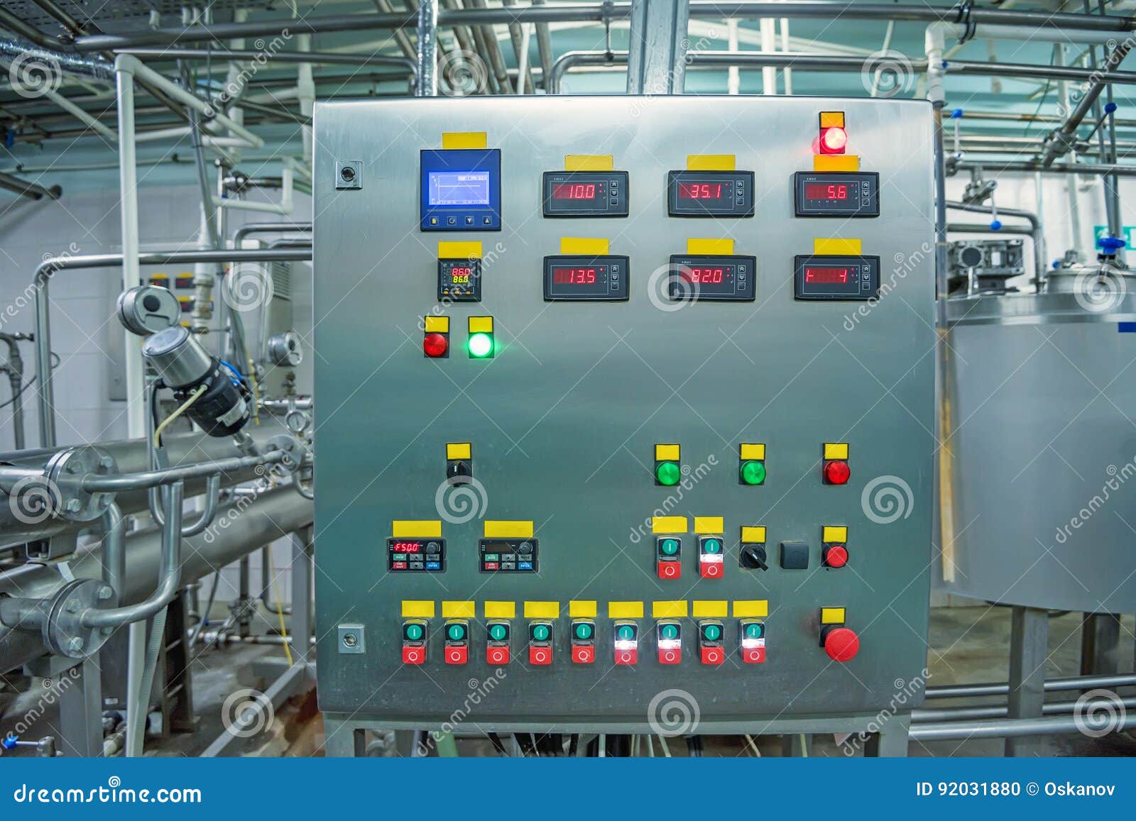 Operating Control Panel at Dairy Plant Stock Photo - Image of ...