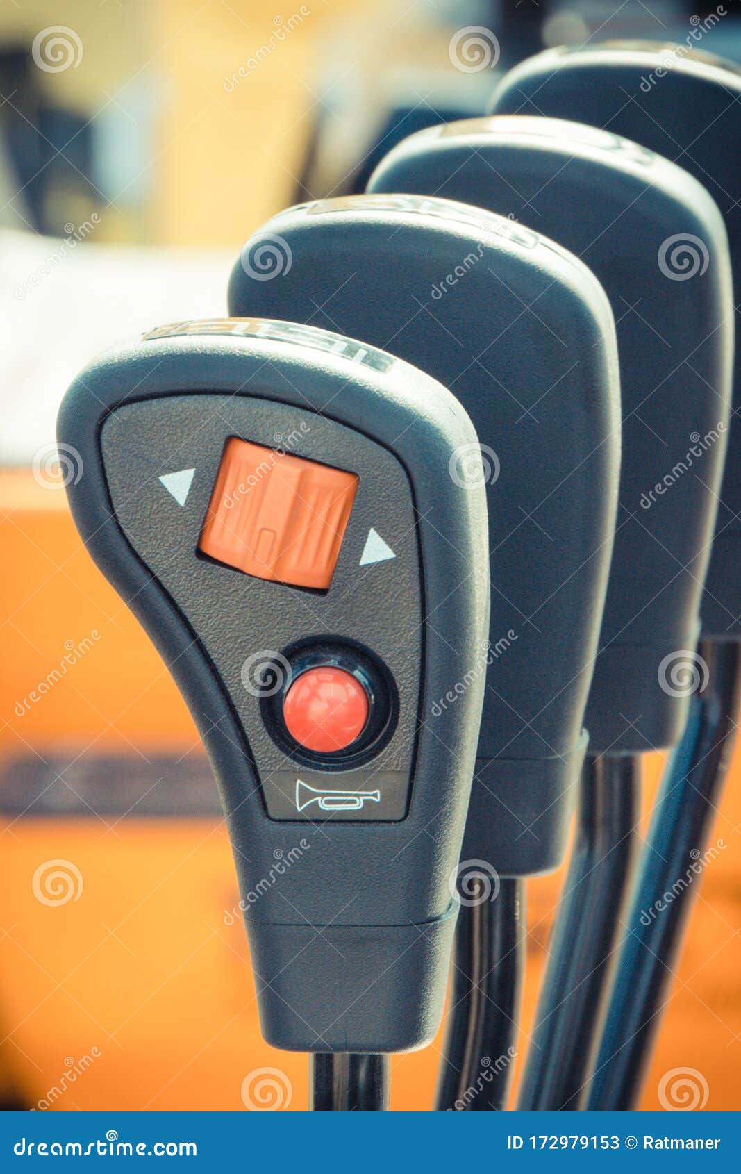 Operating Control Panels or Levers with Buttons in Forklift or Other ...