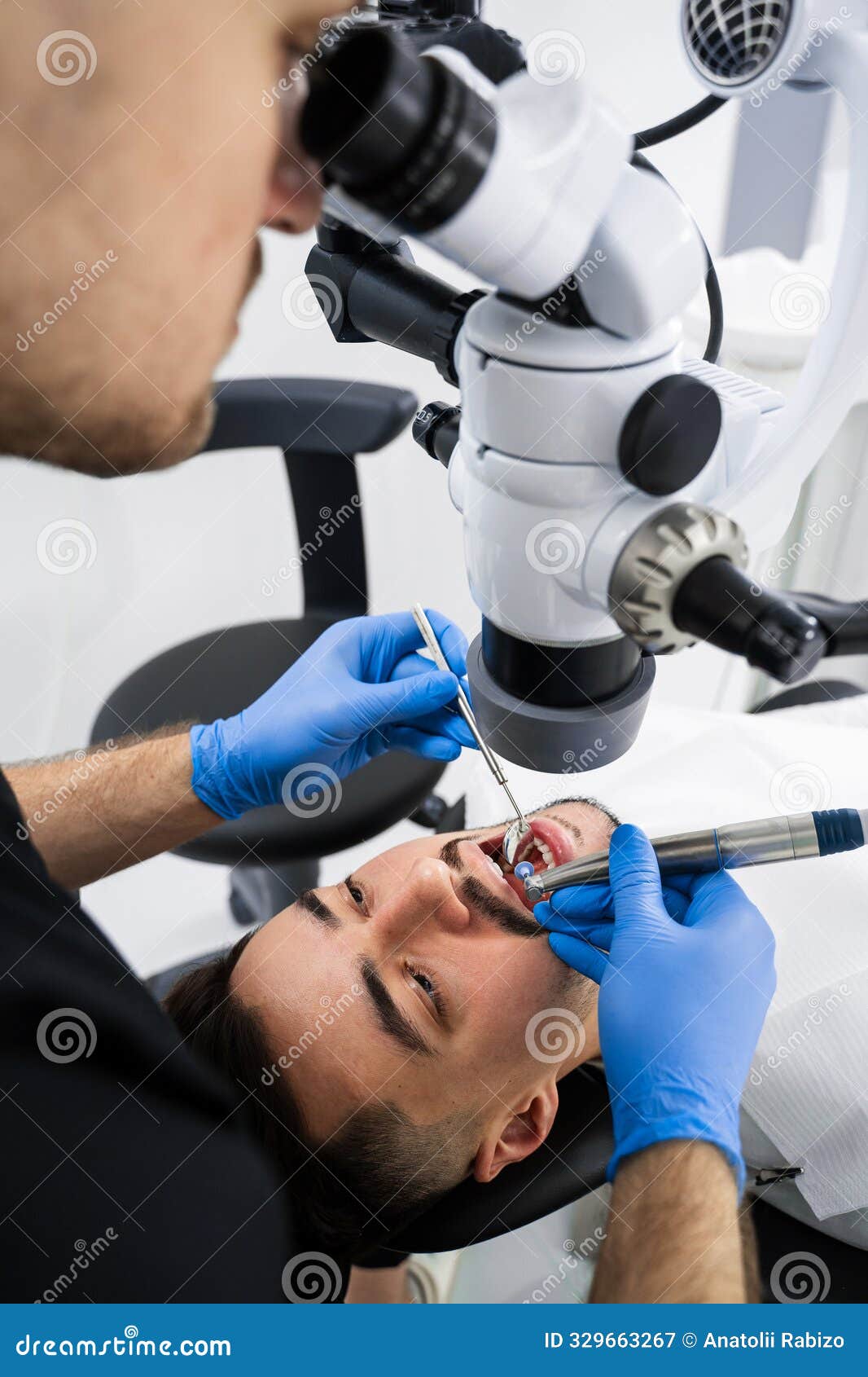 Operating Dental Digital Microscope Working Process. Dentist Uses ...