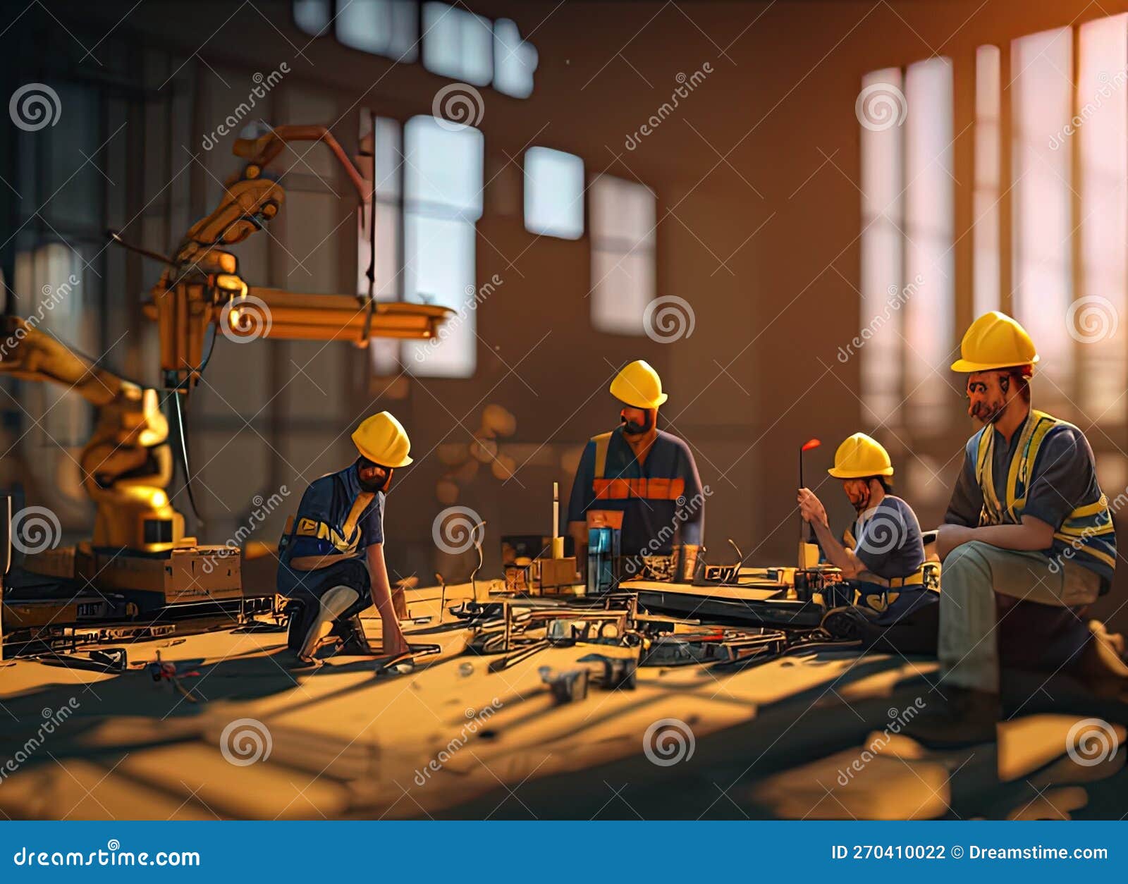 Operating Engineers Fictional Work Enviroment Scene. Stock Illustration ...