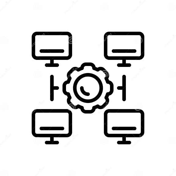 Black Line Icon for Operating, System and Computer Stock Vector ...