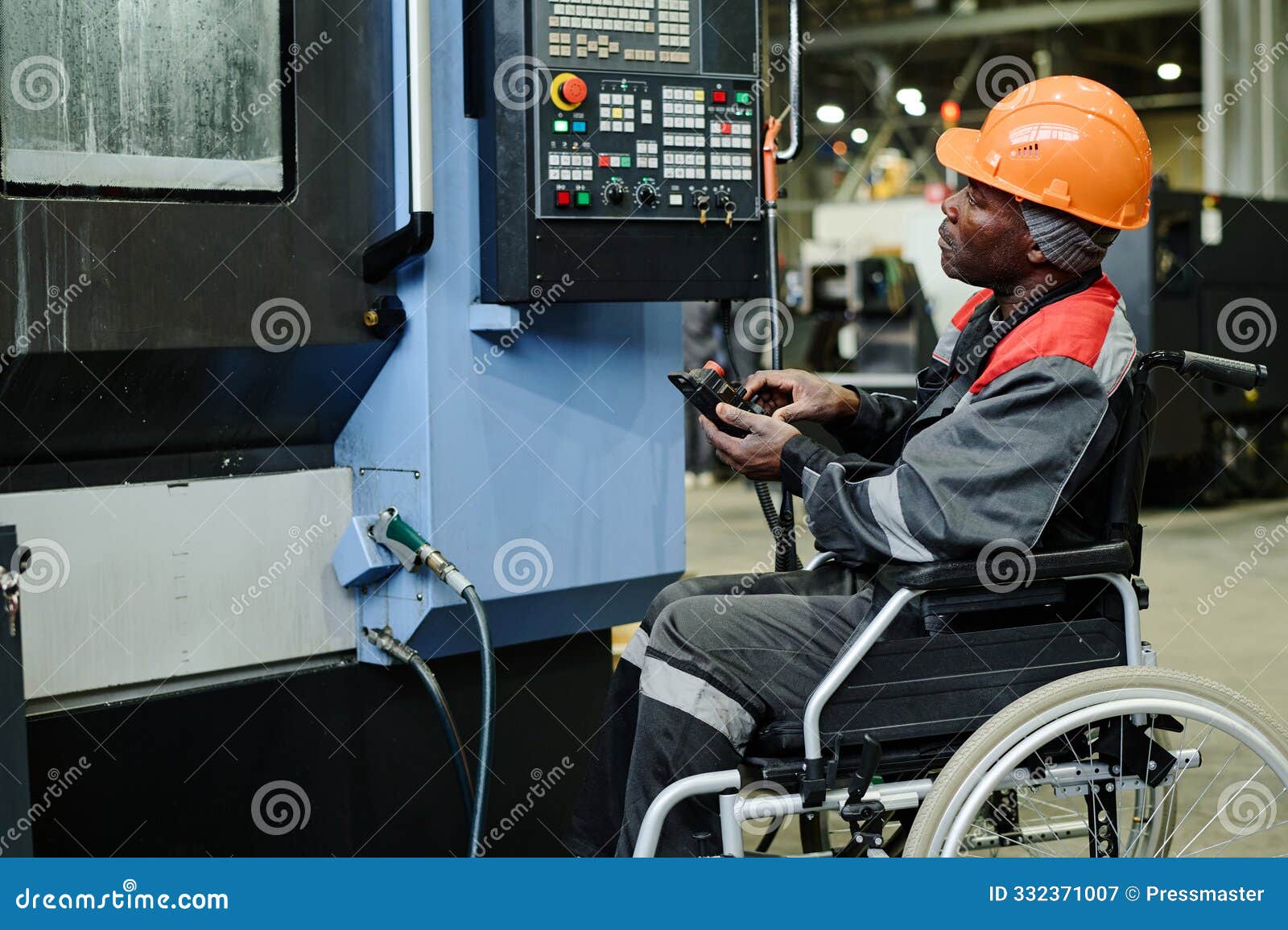Operating Industrial Machine in Manufacturing Facility Stock Image ...